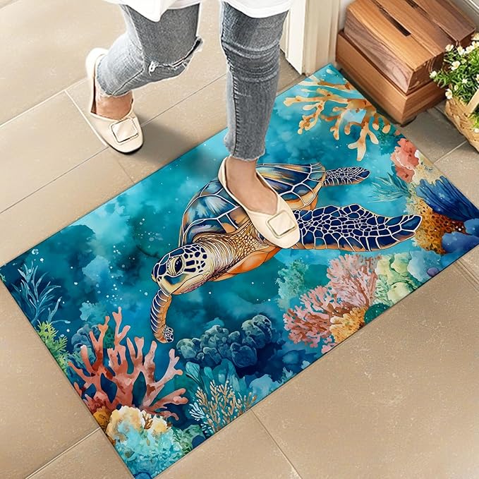 Amazon.com: amepay Sea Turtle Indoor Door Mat – Stylish 17x29.5in Non ...