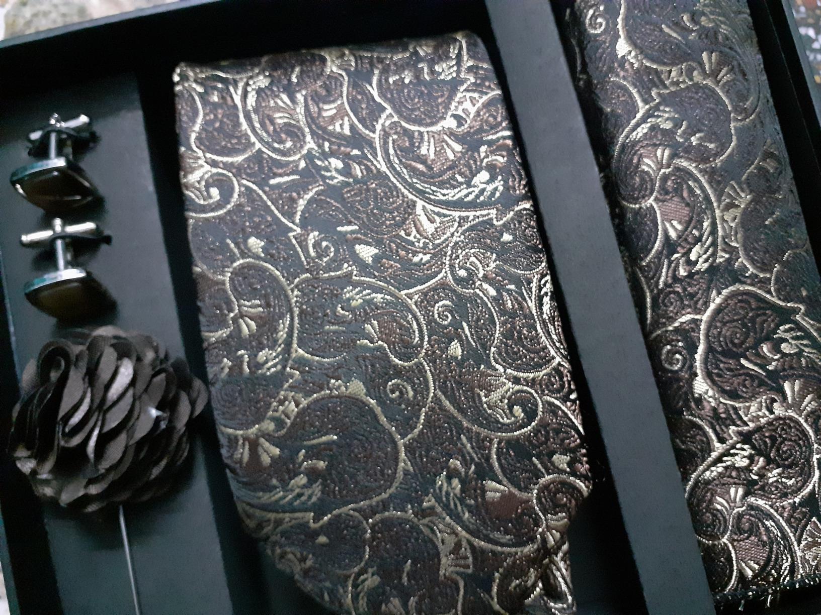 Buy Axlon Tie for Men – Micro Silk Neck Ties Set with Cufflinks Flower ...