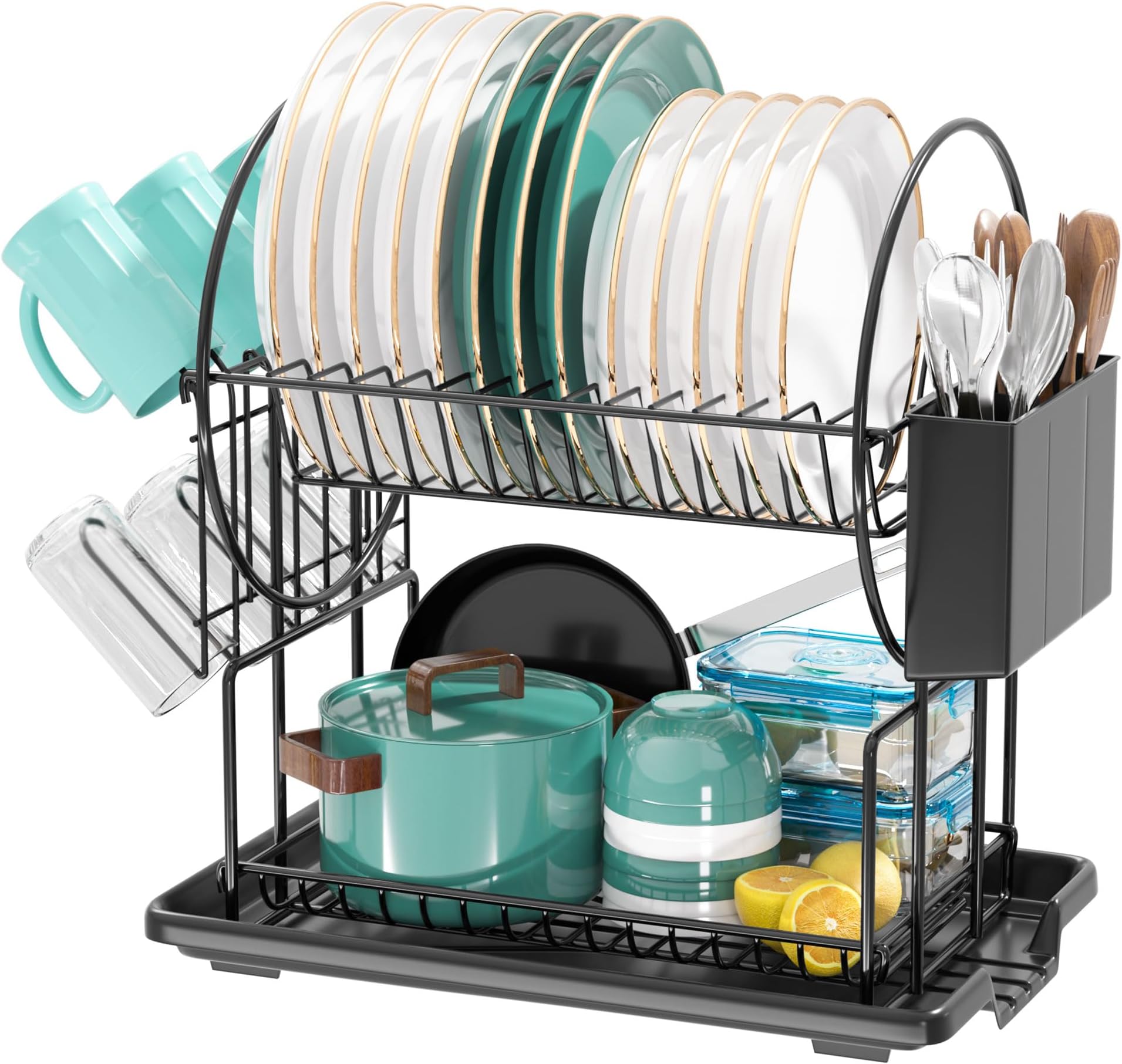 St@llion® 18 inch 2 Tier Dish Drainer Rack Holder Durable for Cutlery ...