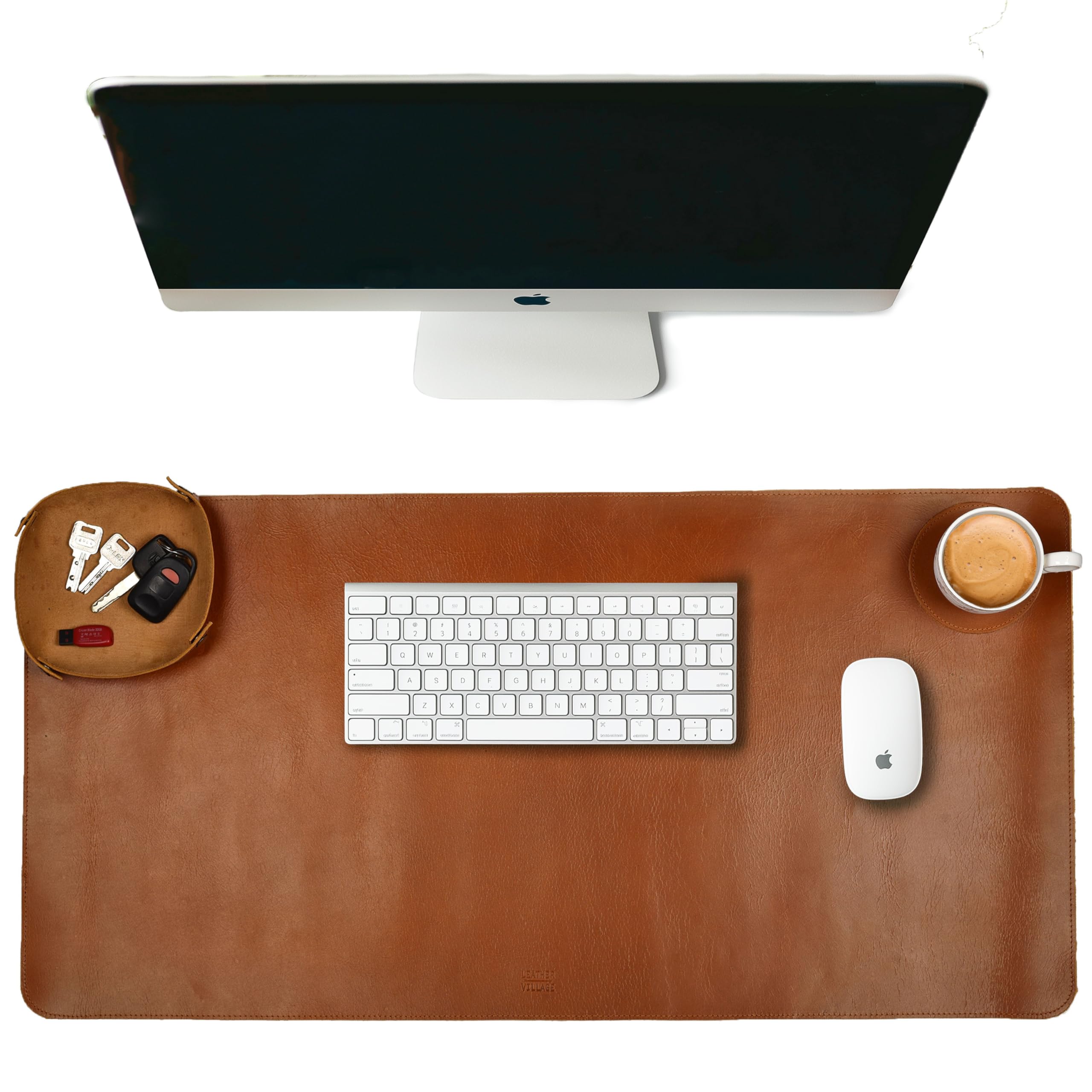 Amazon.com: LEATHER VILLAGE -32X16 Real Leather Desk Mat for Desktop ...