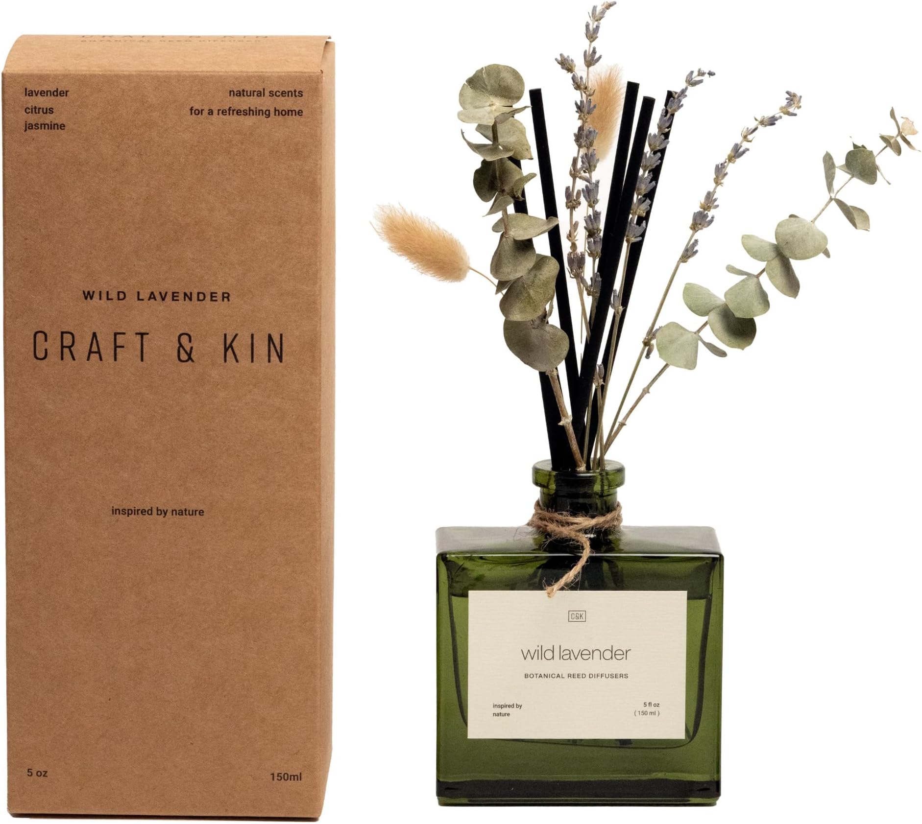 Amazon.com: Craft & Kin Reed Diffuser Set with Dried Flowers, Wild ...