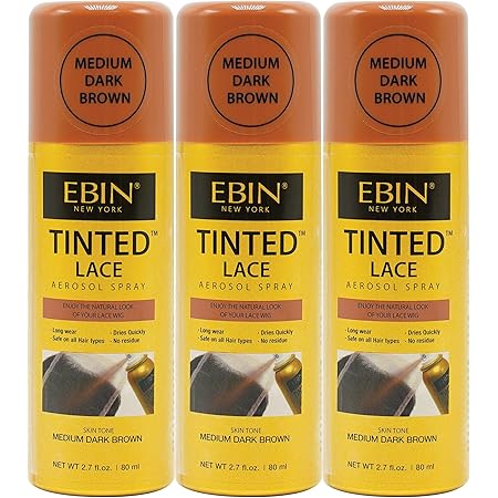 Amazon.com : EBIN NEW YORK Tinted Lace Aerosol Spray –Medium Brown 2.7 Oz/ 80 mL, Quick dry ...