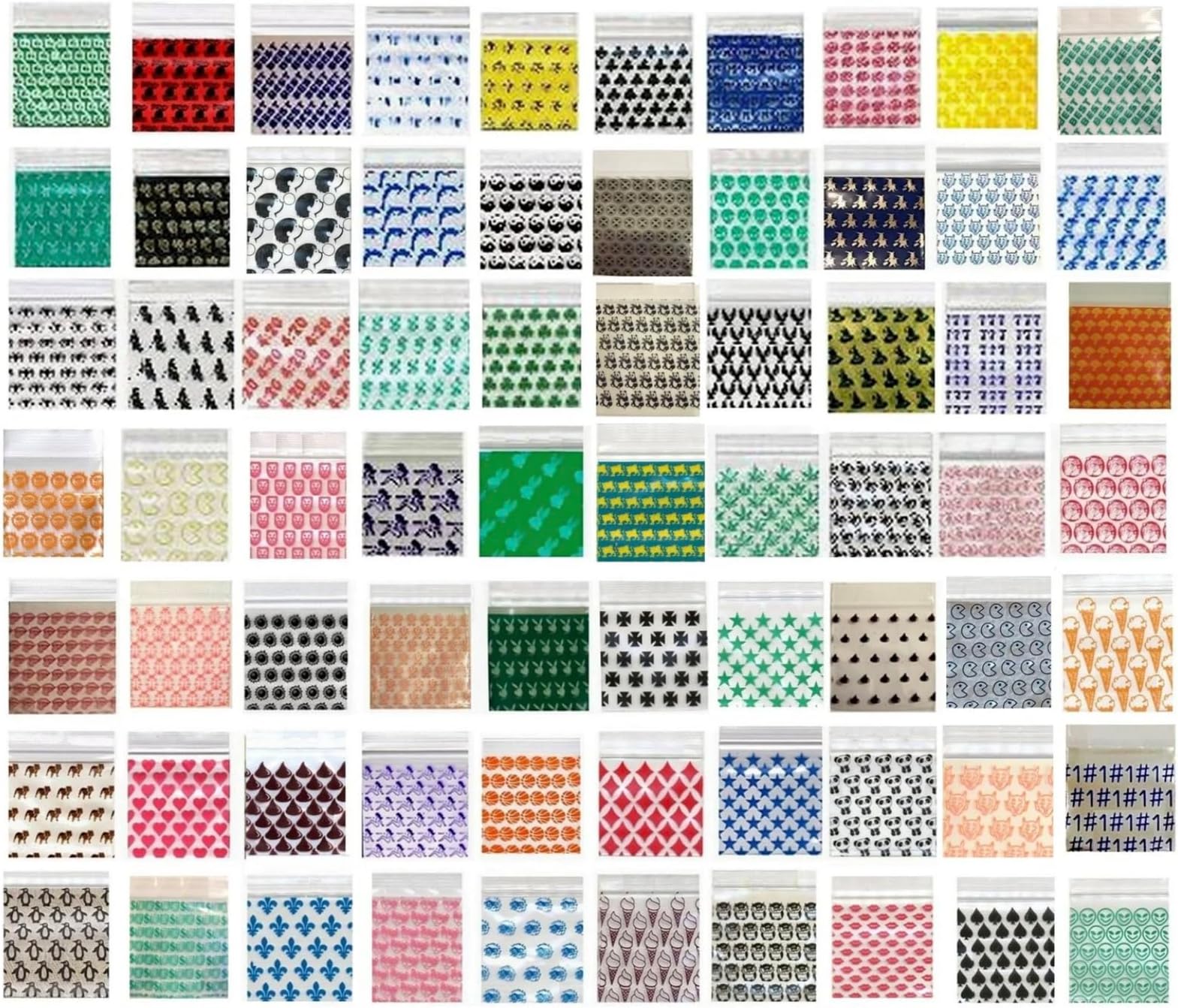 Amazon.com: 12510 Mini Ziplock Baggies 10 design 1000 bags 1.25"x1 ...