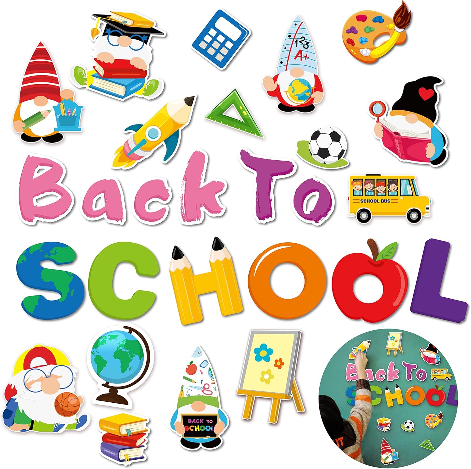 Haooryx 69Pcs Back to School Gnome Bulletin Board Decoration Set ...