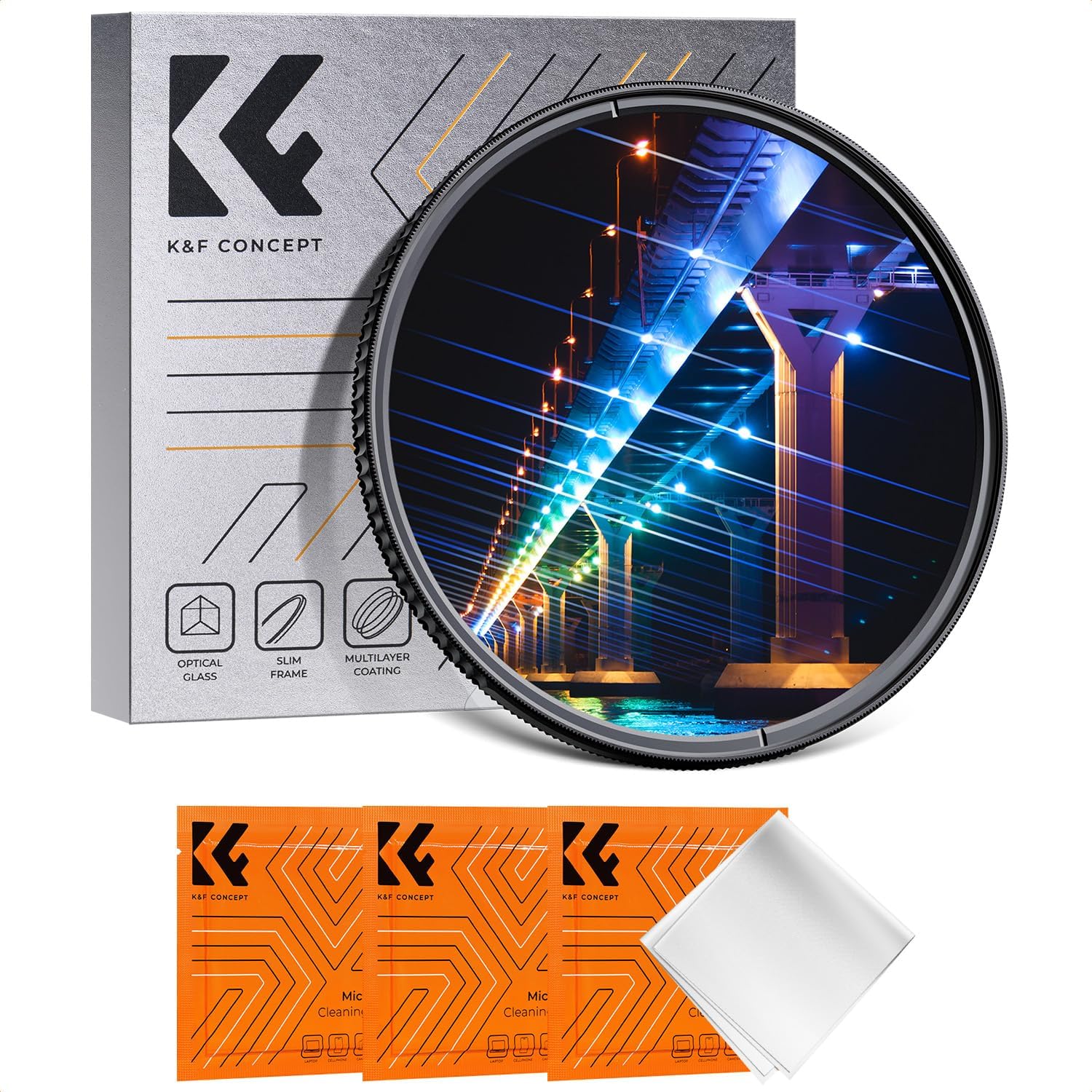 Amazon.com : K&F Concept 58mm Blue Streak Lens Filter Rotating Circular ...