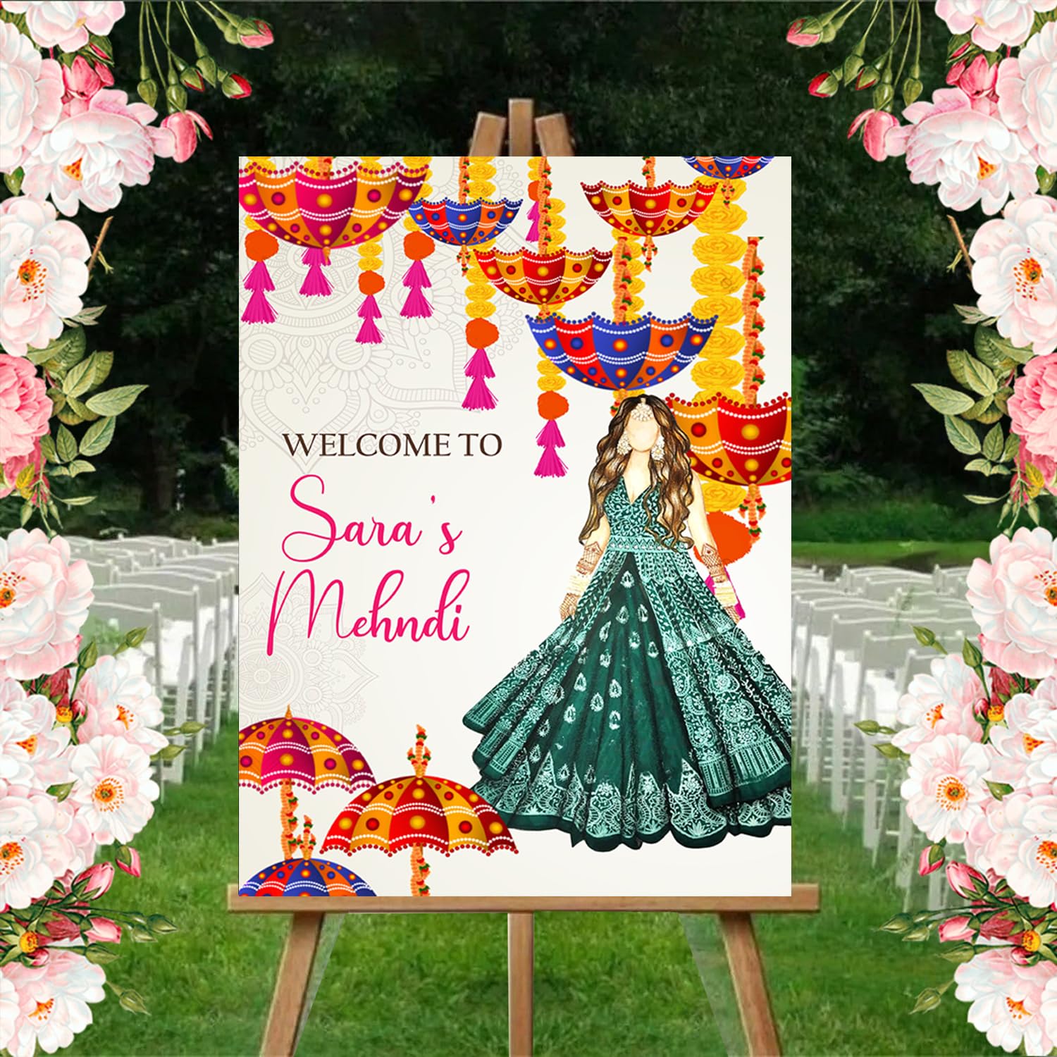 Theme My Partycustom Indian Traditional Mehndi Ceremony Welcome Sign ...