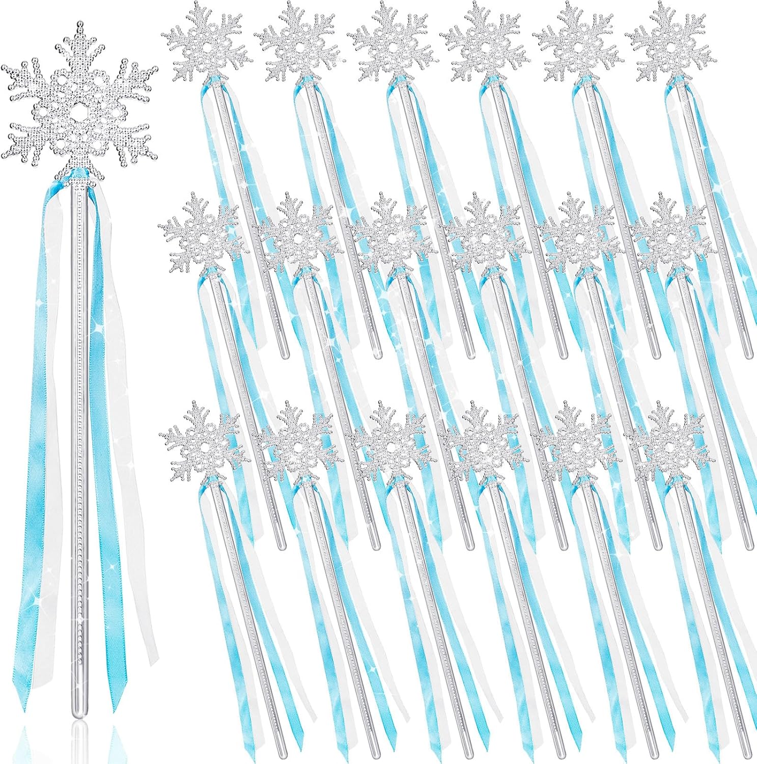 Amazon.com: Gejoy Silver Snowflake Magic Wand - 36 Pcs Frozen Snowflake ...
