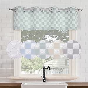 Amazon.com: OVZME Abby White Green Valances for Windows 14 Inches Long 1 Pieces, Light Filtering ...