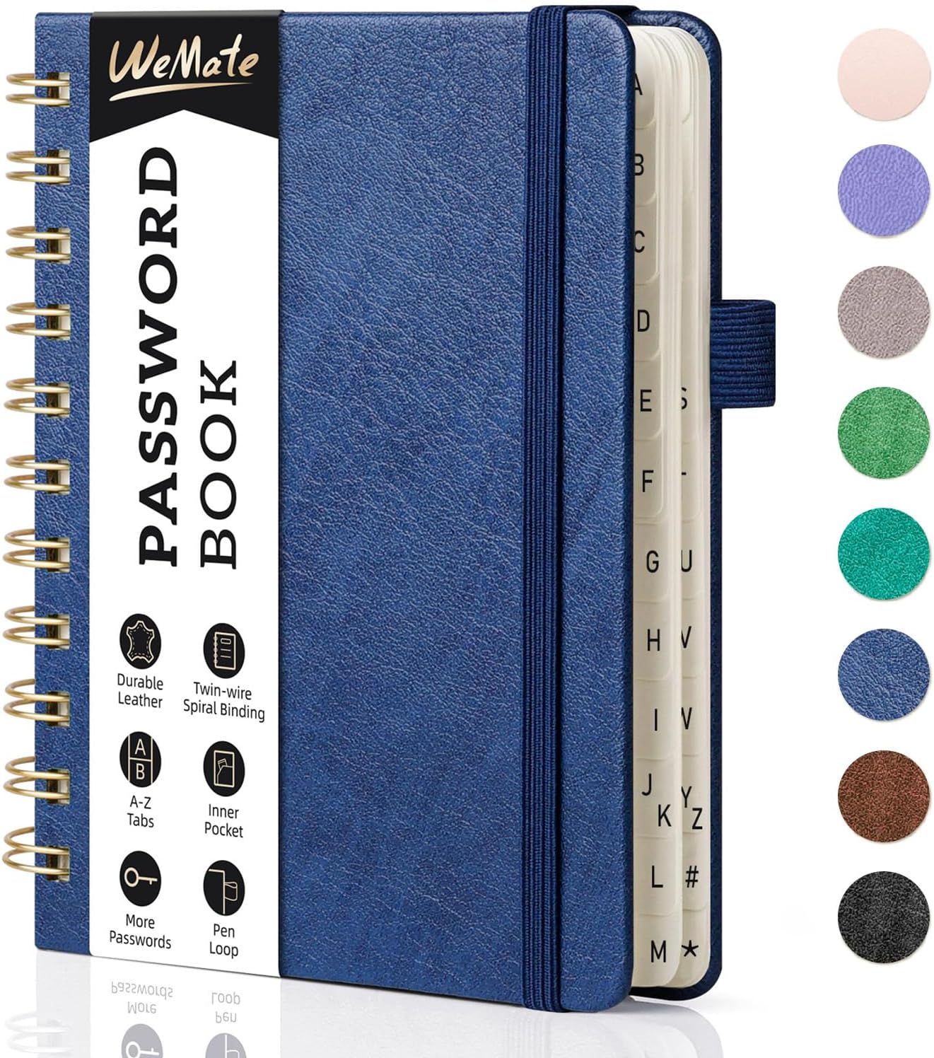 WEMATE Spiral Password Book with Alphabetical Tabs, Small Password ...