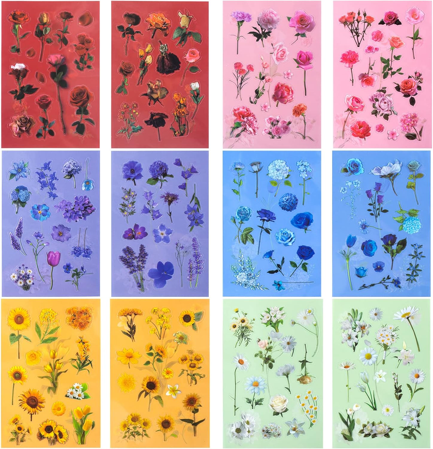 Amazon.com: 12 Sheets Colorful Flower Aesthetic Stickers Decals, PAGOW ...