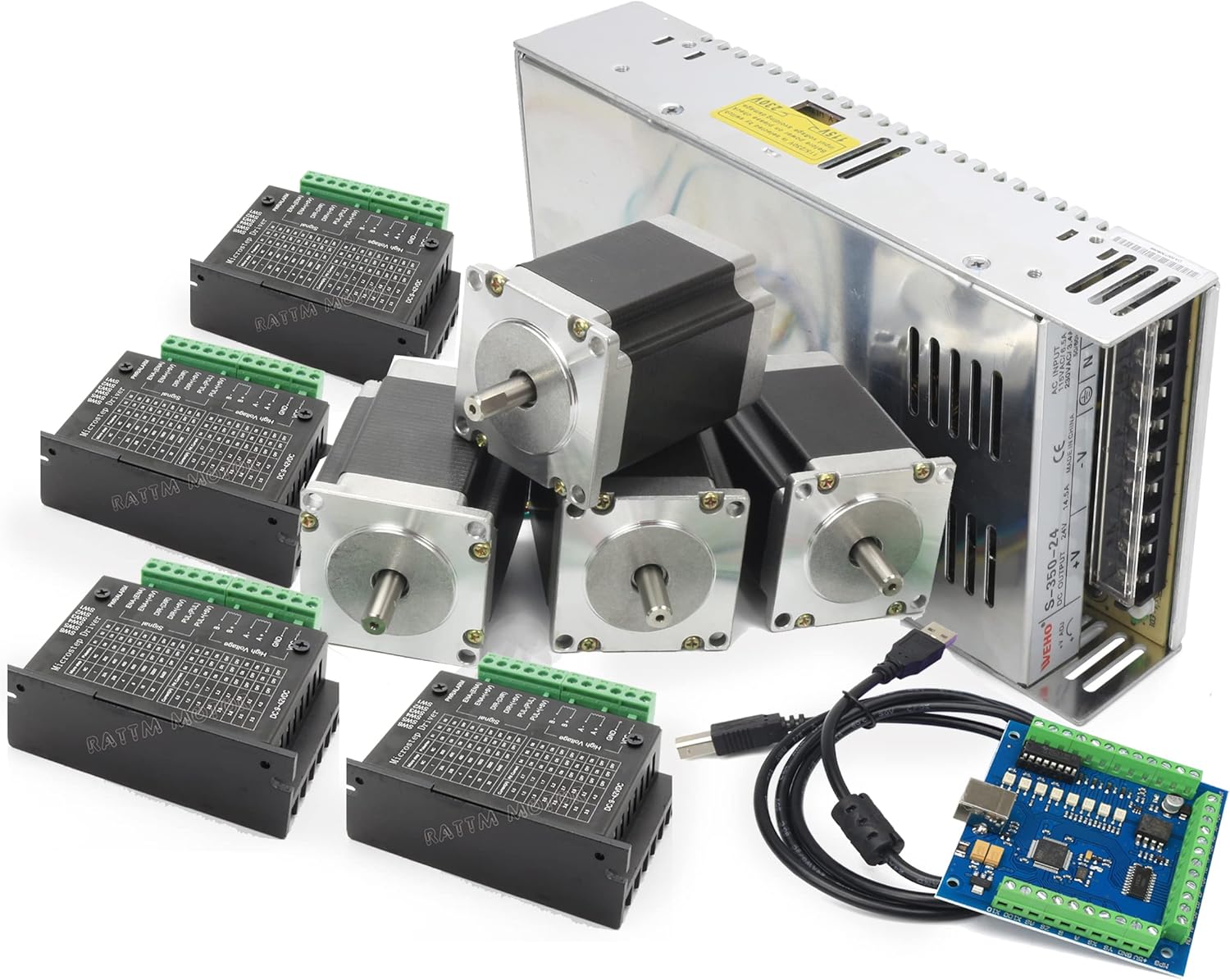 Amazon.com: RATTMMOTOR CNC Controller Kit, 4 Axis CNC Kit with Nema23 Stepper Motor 57*76mm ...