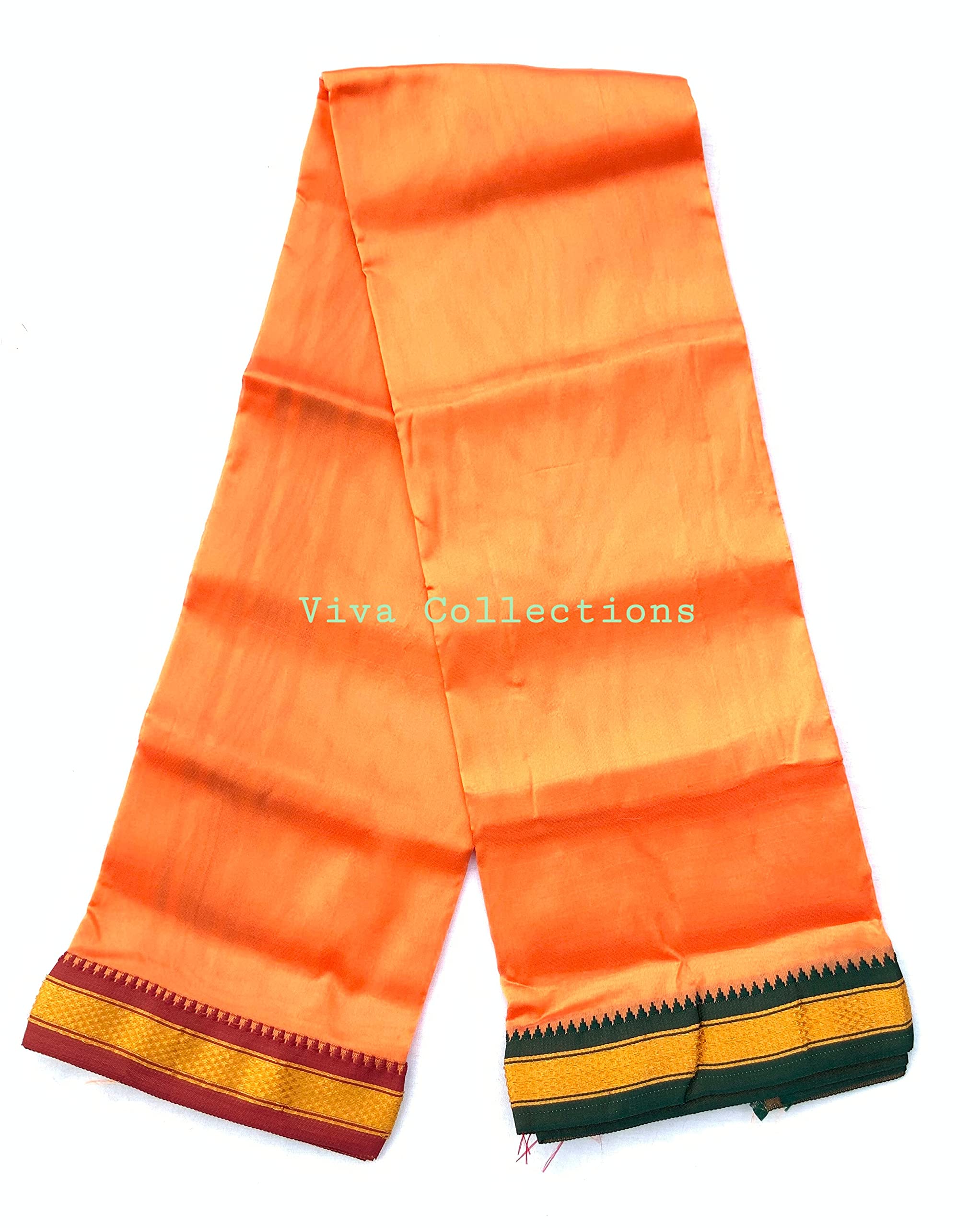 Buy Men's silk Dhoti Angavastram/Kanduva with Maroon & Green Zari ...