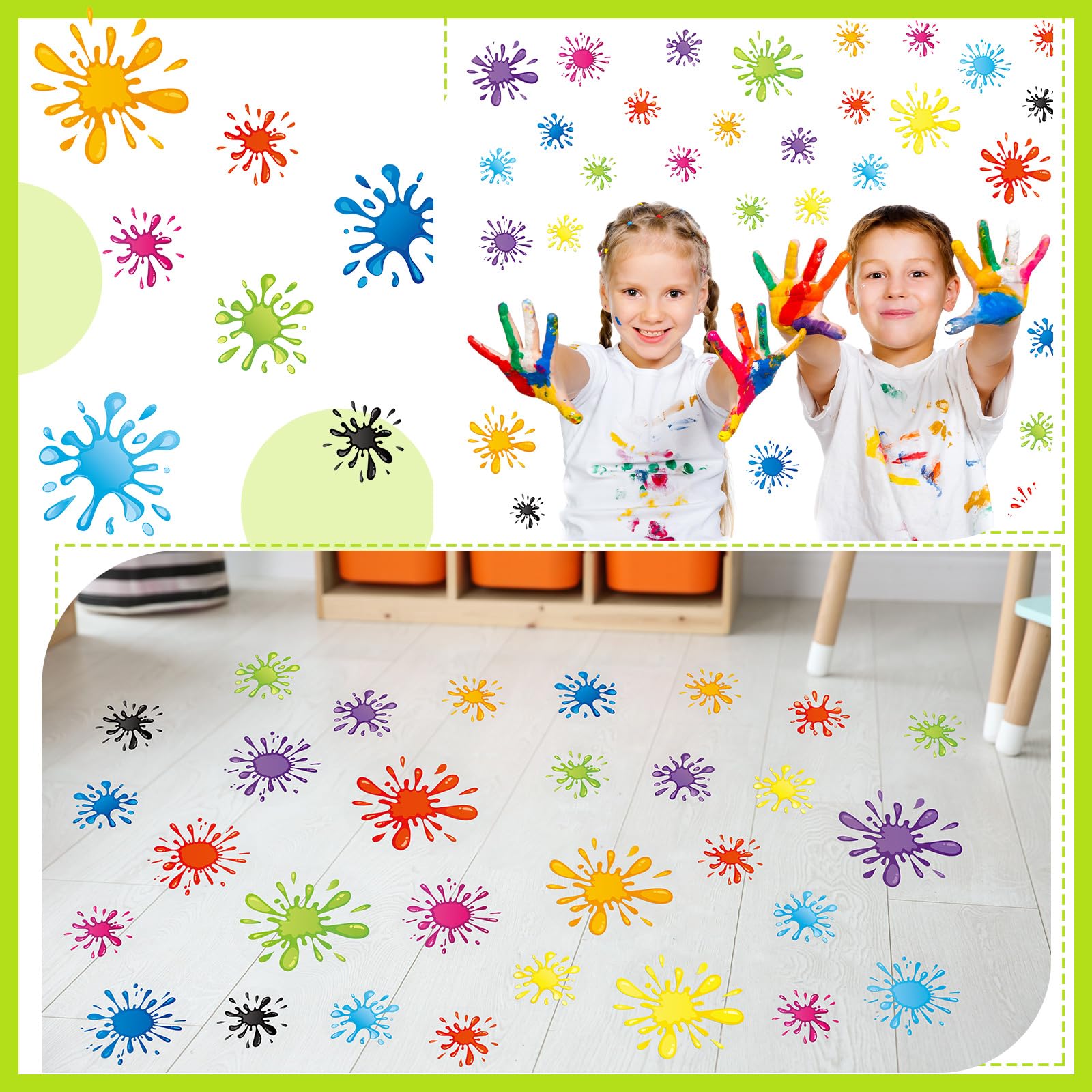 Snapklik.com : 30 Pcs Watercolor Paint Splatter Floor Decal 3 1/4"-6 1/ ...