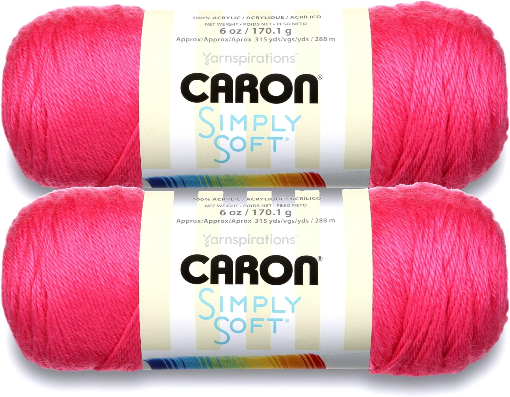 Amazon.com: Caron Simply Soft Watermelon Brites Yarn - 3 Pack of 170g ...