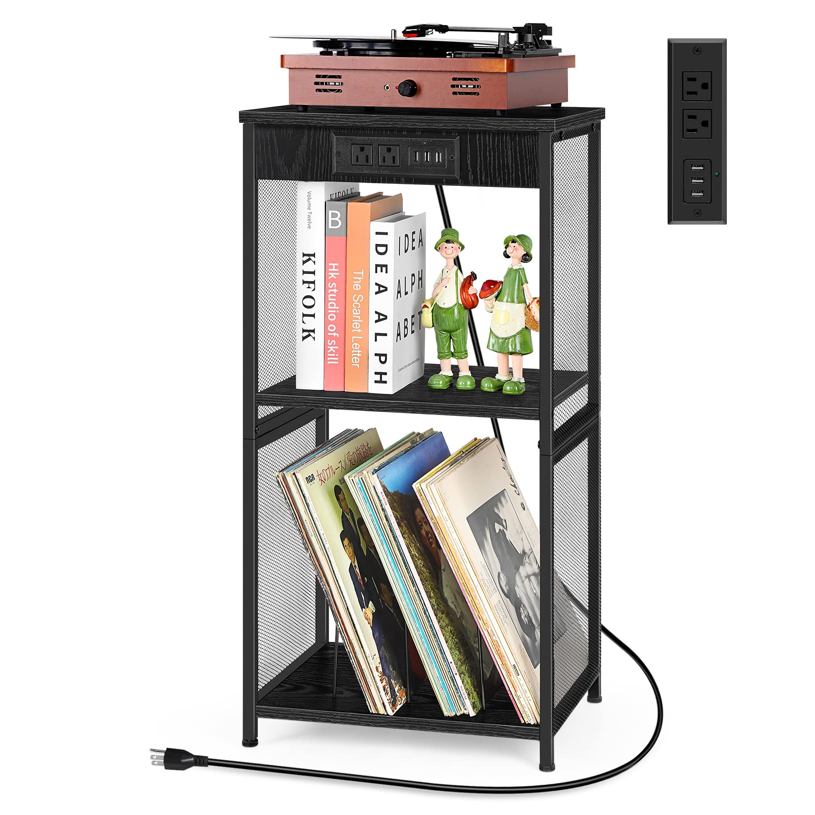 Amazon.com: ETELI 3 Tier Record Player Stand with Charging Station ...