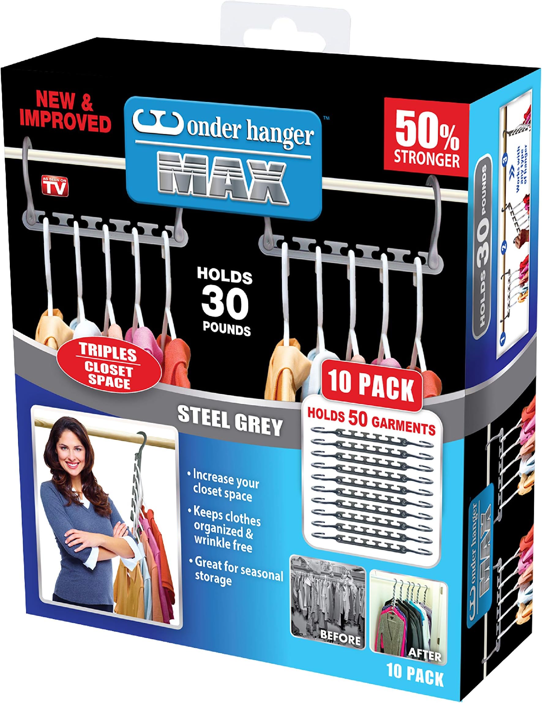 Amazon.com: Meetu Space Saving Hangers Metal Clothes Hangers 6X2 Slots ...