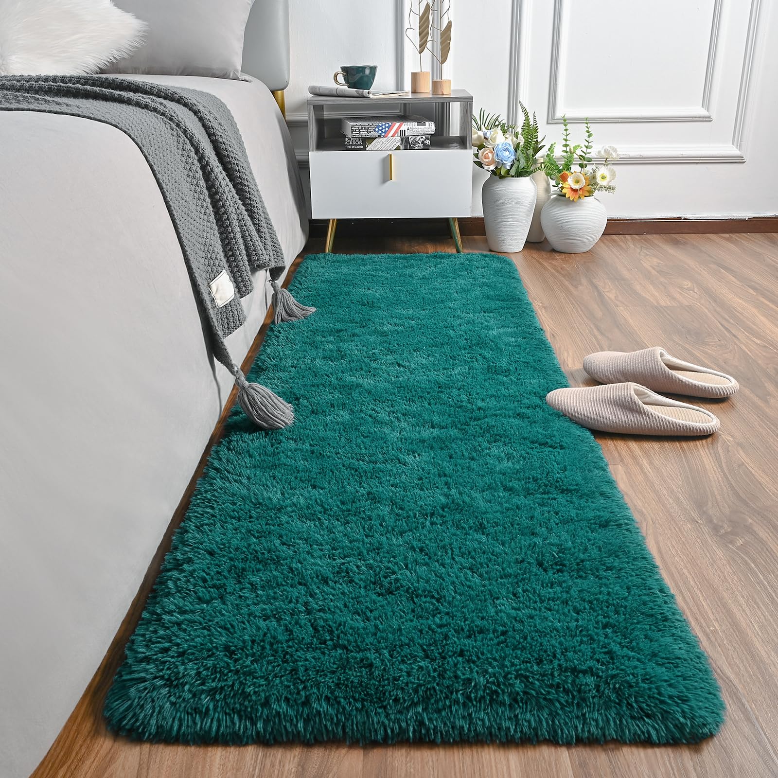 Amazon.com: AROGAN Shag 2x6 Runner Rug for Bedroom, Washable Rugs ...