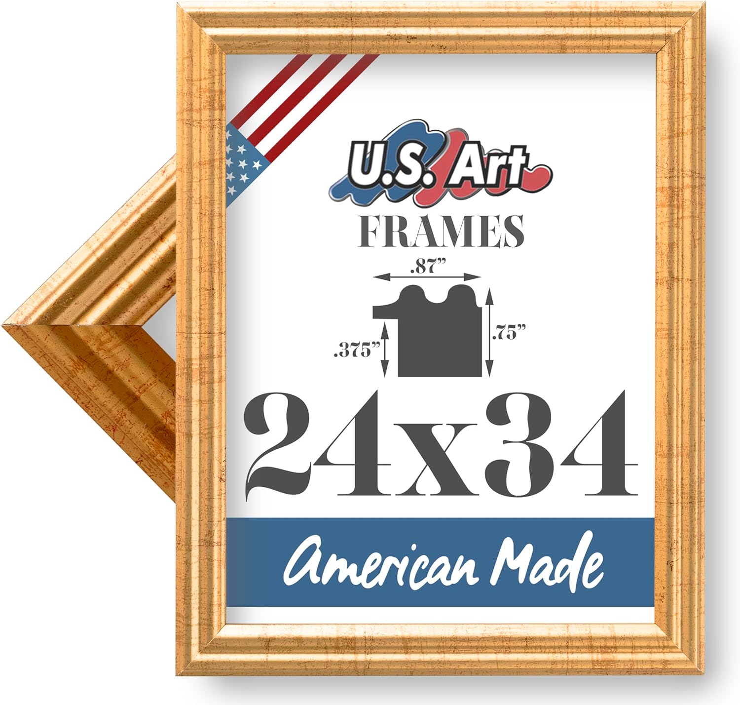 Amazon.com: US Art 24x34 Antique Gold 0.75 in Wooden Photo Picture ...