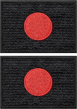 Amazon.co.jp: JAPAN 日本製 ワッペン アイロン接着 WappenCook 日本国旗 日の丸 刺繍 ワッペン S ブラック レッドエッグ 2枚 セット : ホビー