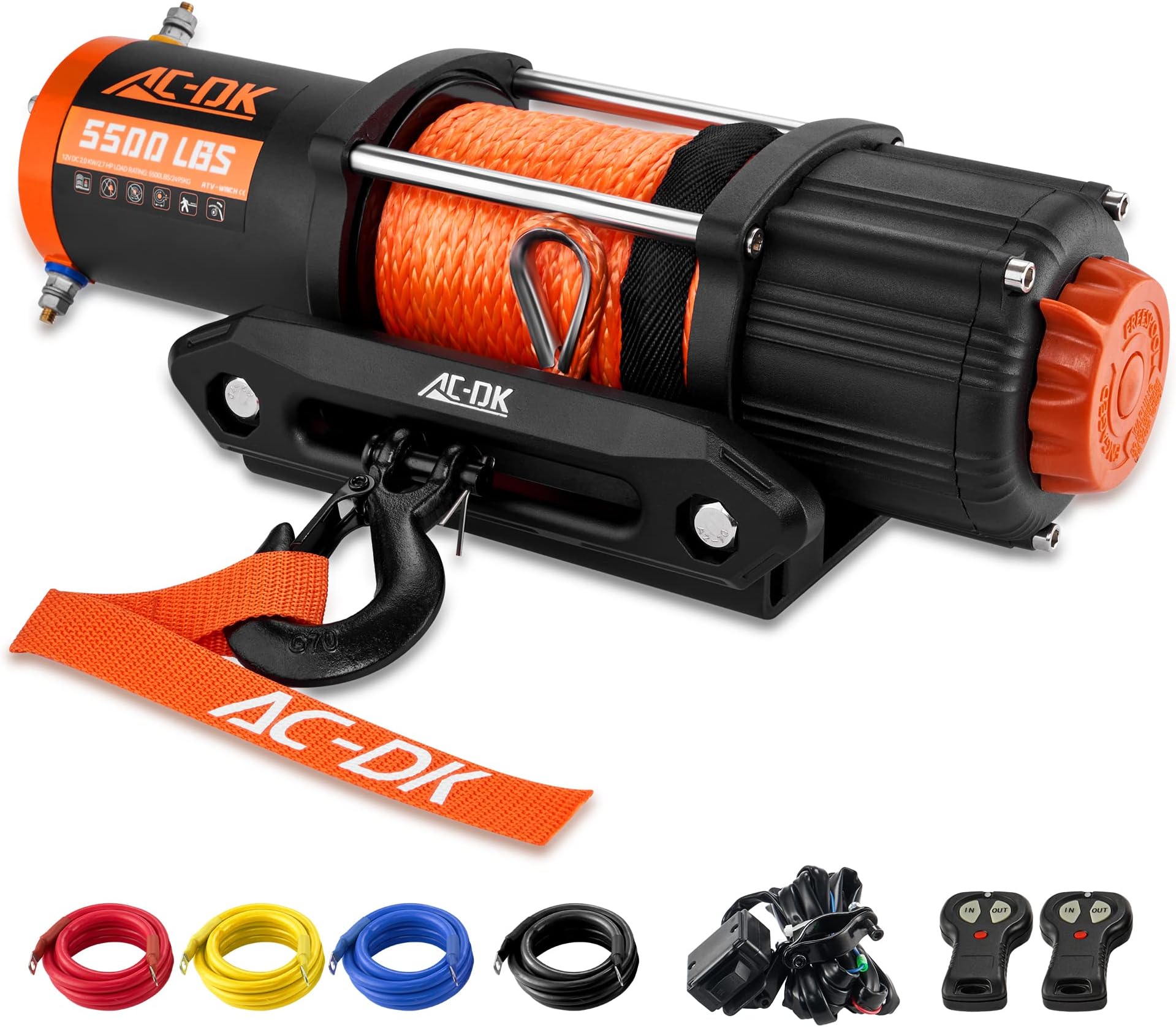 Amazon.com: AC-DK 5500 lb ATV/UTV Winch Synthetic Rope Kits, 12V Winch ...