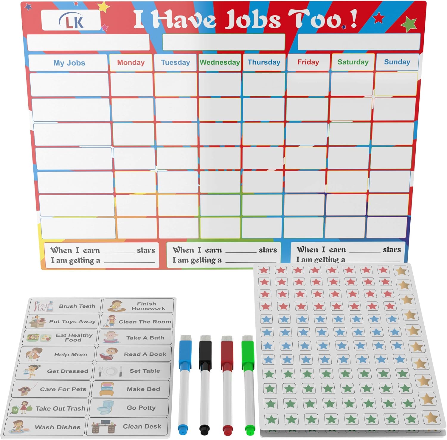 Amazon.com: Alomar Kids Chore Chart for Multiple Kids - Magnetic Dry ...