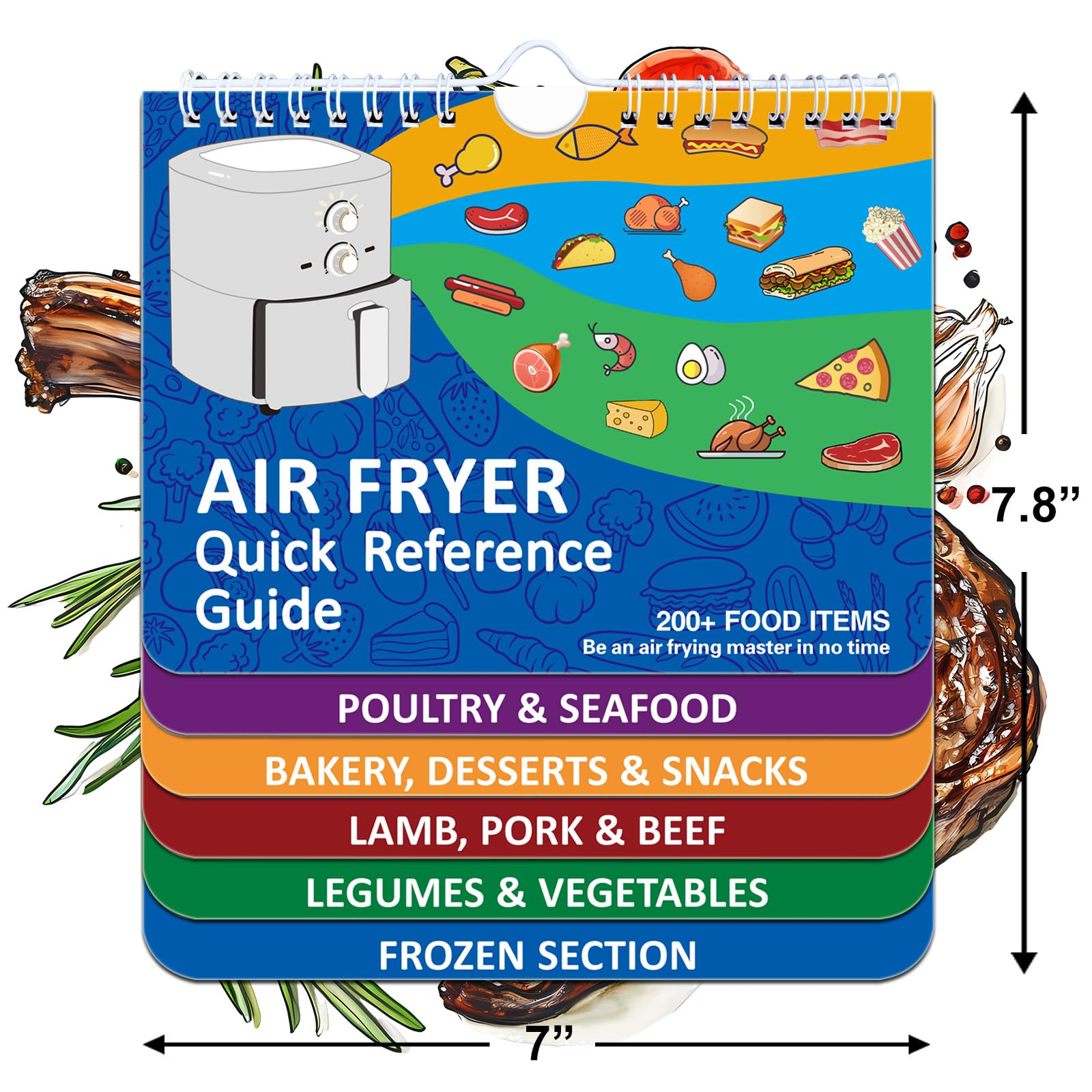 Snapklik.com : Air Fryer Magnetic Cheat Sheet Set, Over 200 Foods Air ...