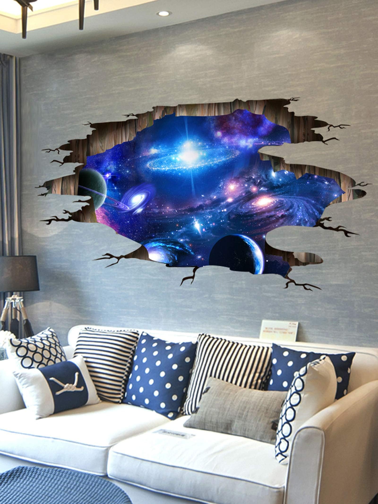Amazon.com: SENGTER Outer Space Decor 3D Wallpaper Ceiling Stars Planet ...