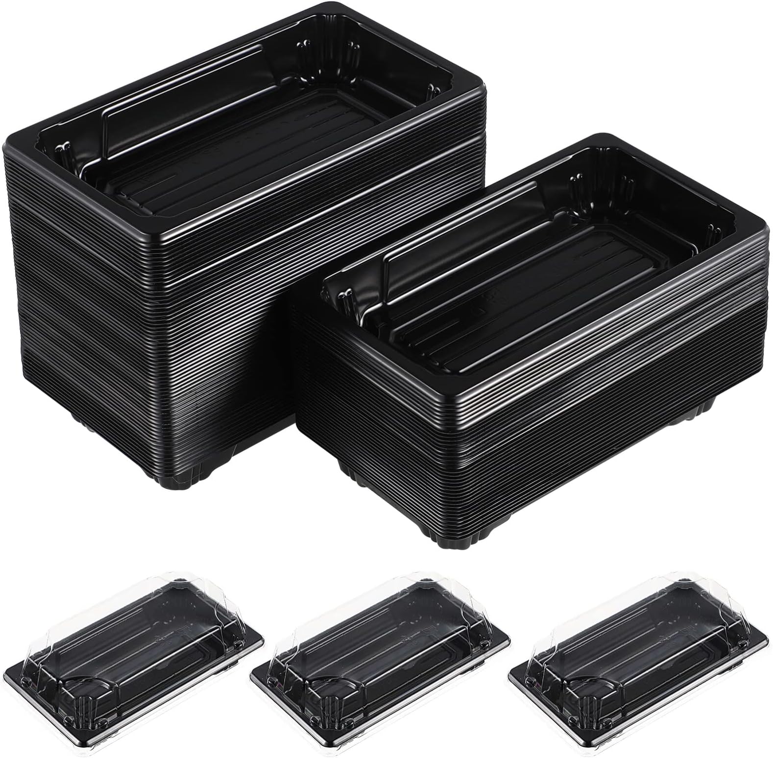 Amazon.com: DOITOOL 100PCS Small Sushi Boxes with Clear Lid, Black ...