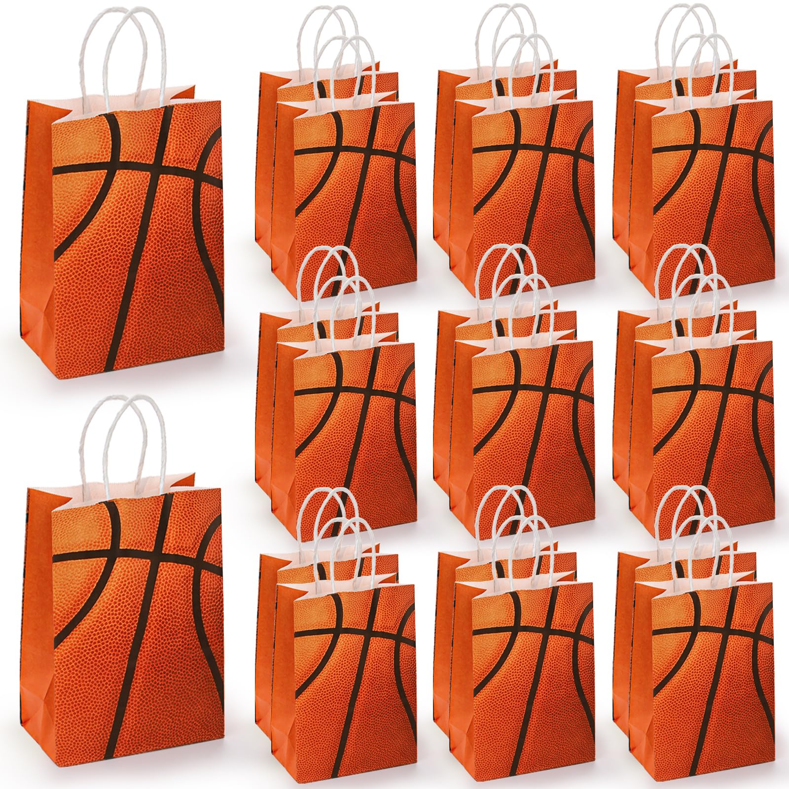 Amazon.com: Jucoan 50 Pack Basketball Party Gift Bag, Kraft Paper ...