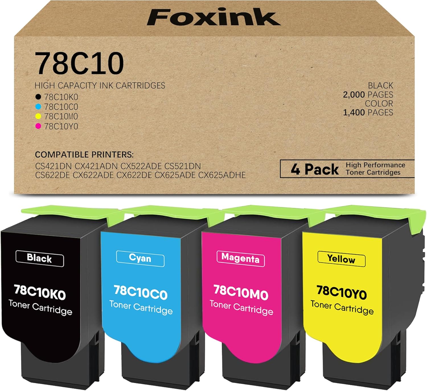 Amazon.com: FOXINK Remanufactured Toner Replacement for Lexmark CS421 ...