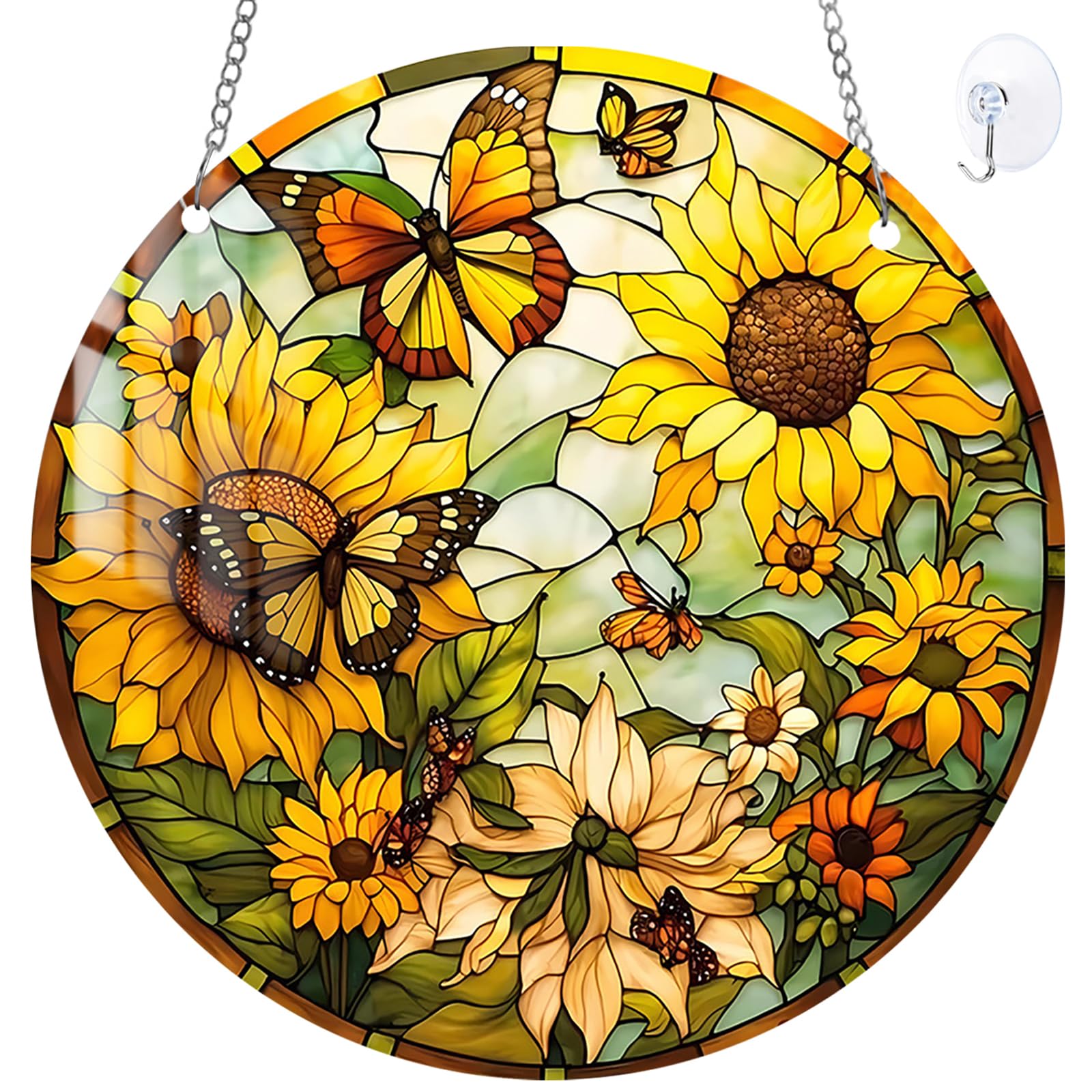 Amazon.com: Butterfly Sunflower Window Hanging Ornament - Double Side ...