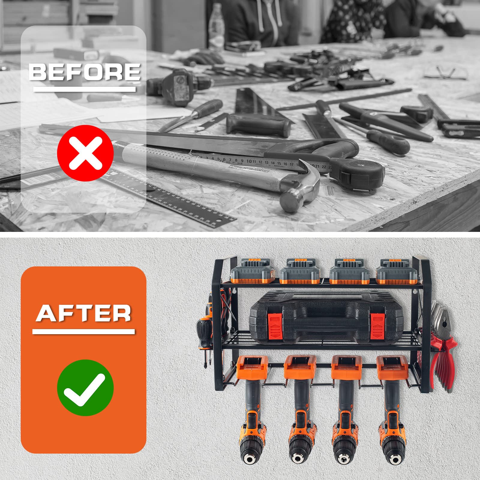 Snapklik.com : Power Tool Organizer, Drill Holder Wall Mount, 3 Layers ...