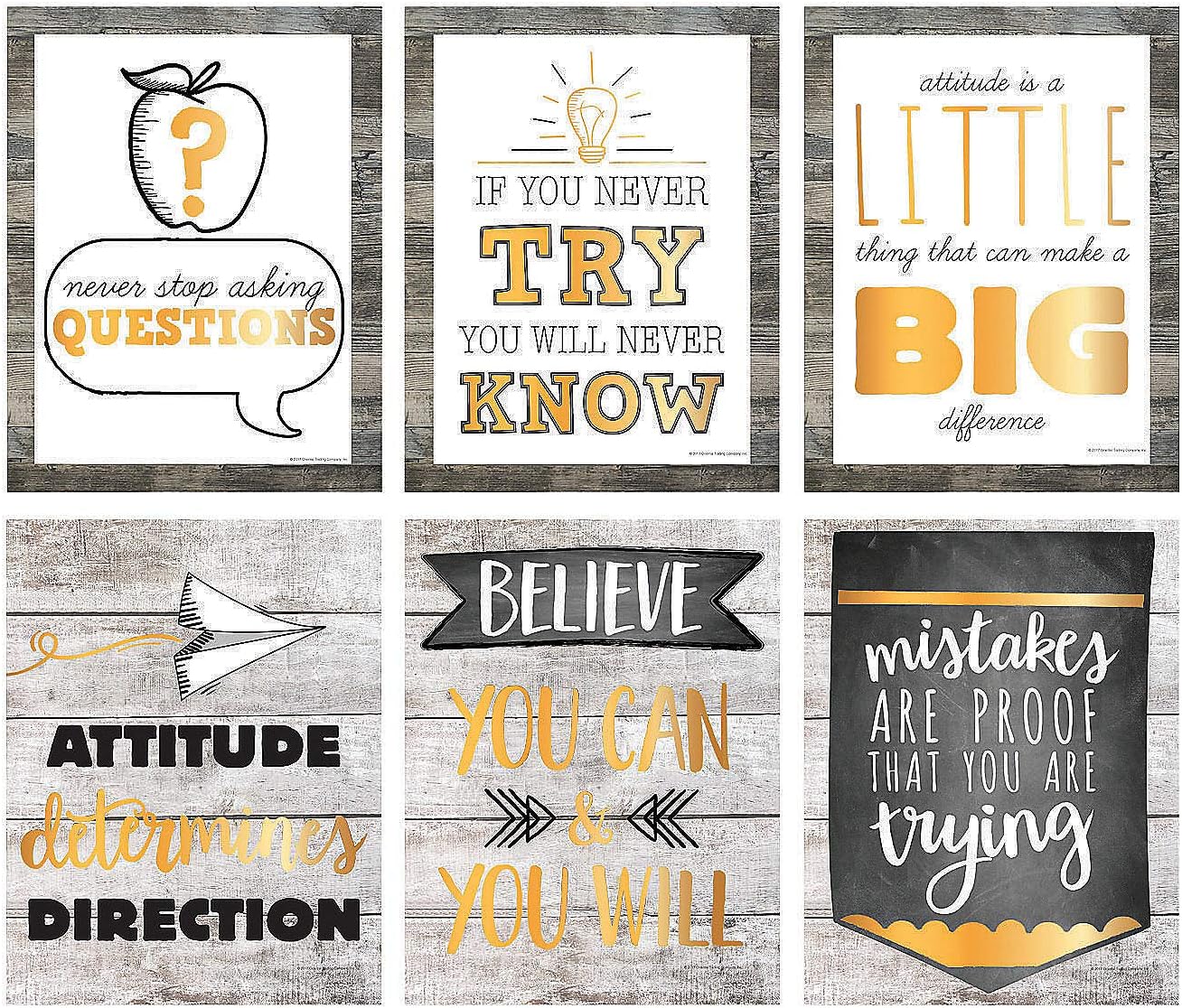 Amazon.com: Fun Express Rustic Classroom Poster Set - 6 Pieces ...