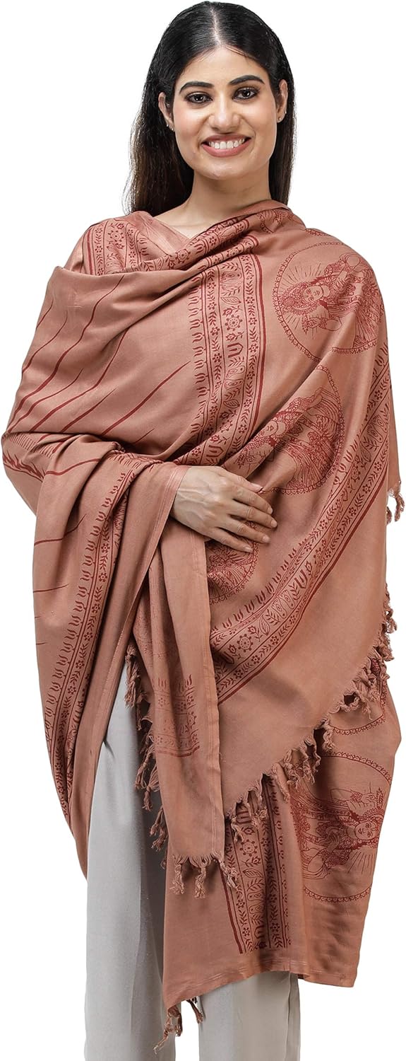 Exotic India Taupe Hindu Prayer Shawl of Lord Vishnu the Preserver at ...