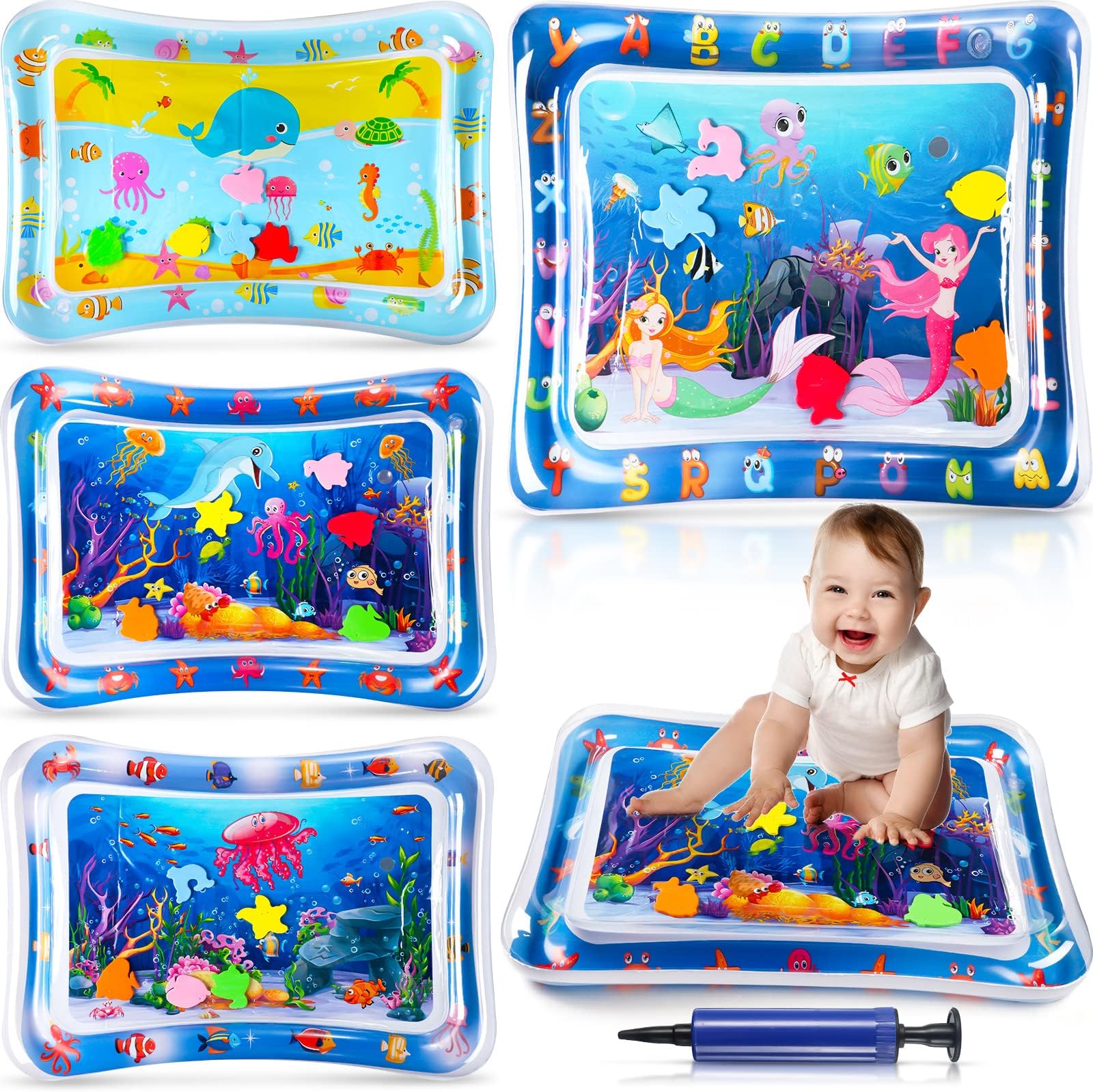 Amazon.com : Shappy 4 Pieces Inflatable Tummy Time Mat Water Mat for ...