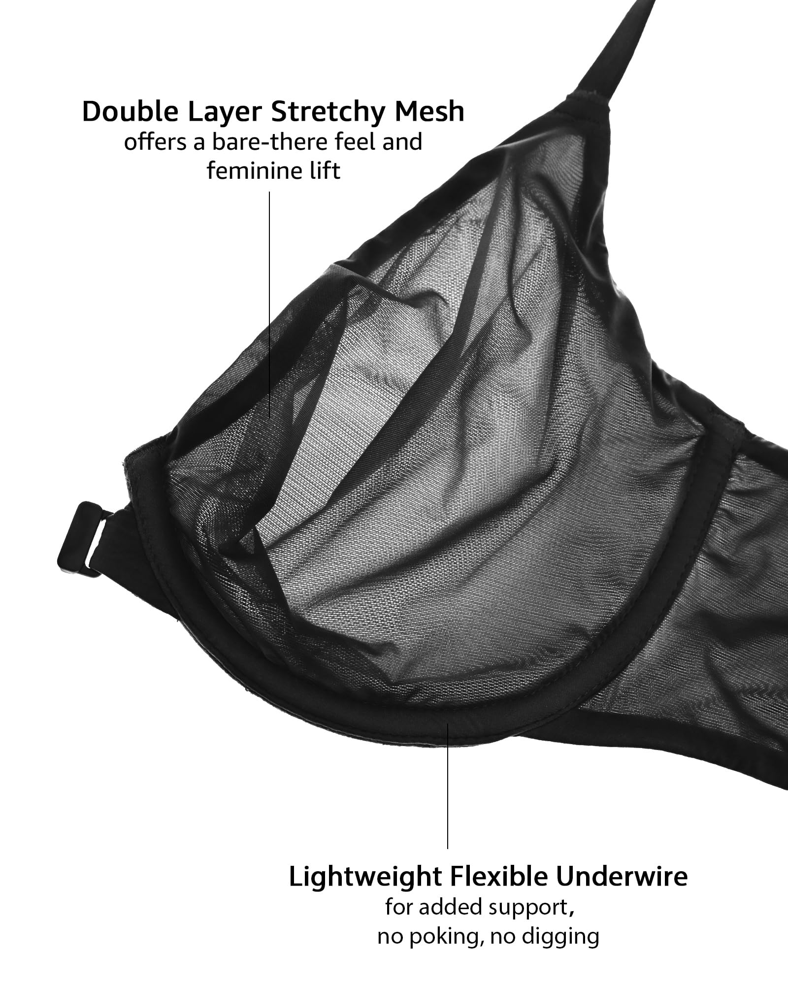 Snapklik.com : INLYRIC Womens Mesh Front Closure Bras Unlined Sheer ...