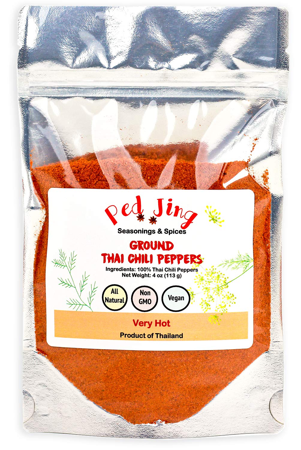 Amazon.com : Ped Jing Extra Spicy Ground Thai Chili Peppers, Very Hot ...