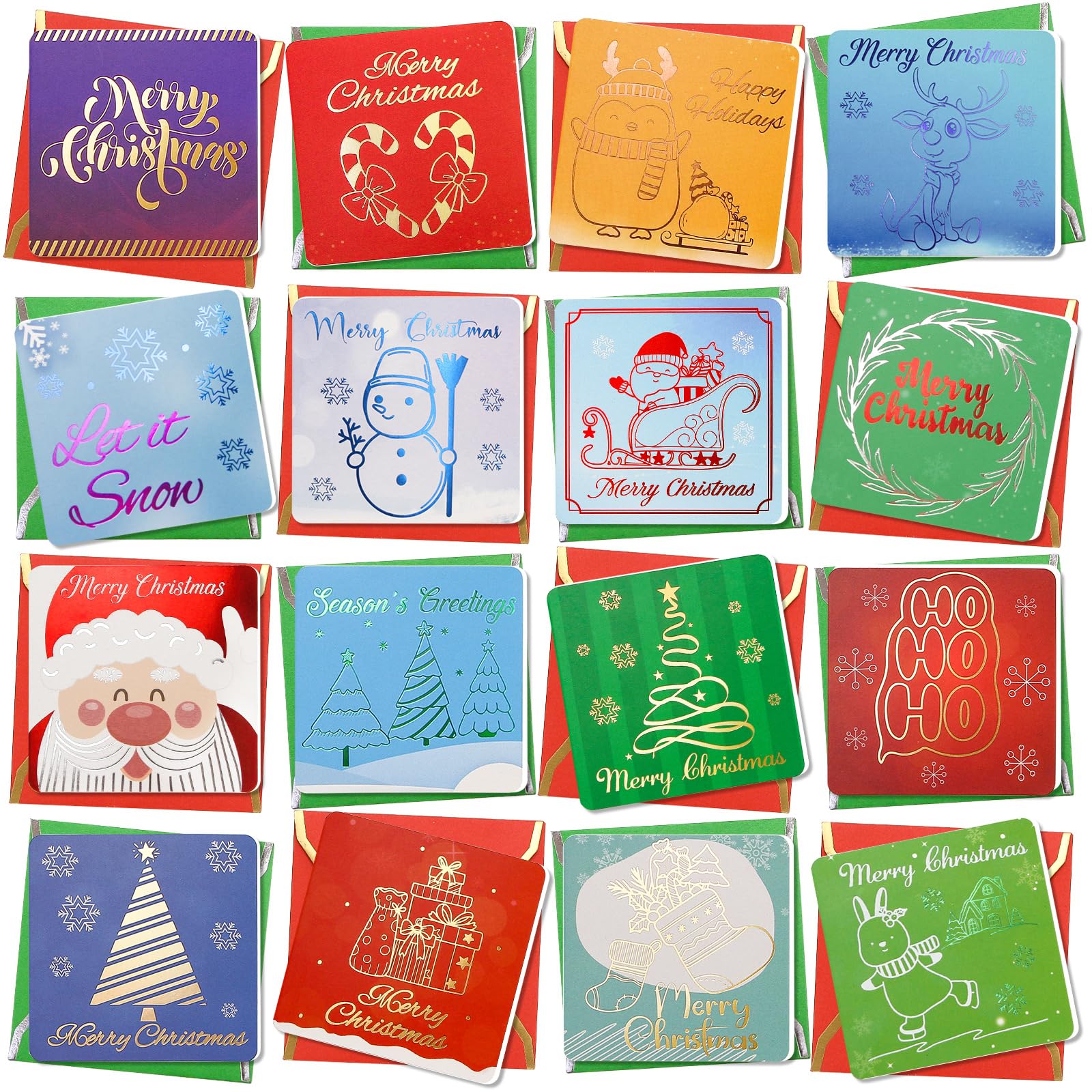 Amazon.com : WorldBazaar Mini Christmas Cards with Envelopes Stickers ...