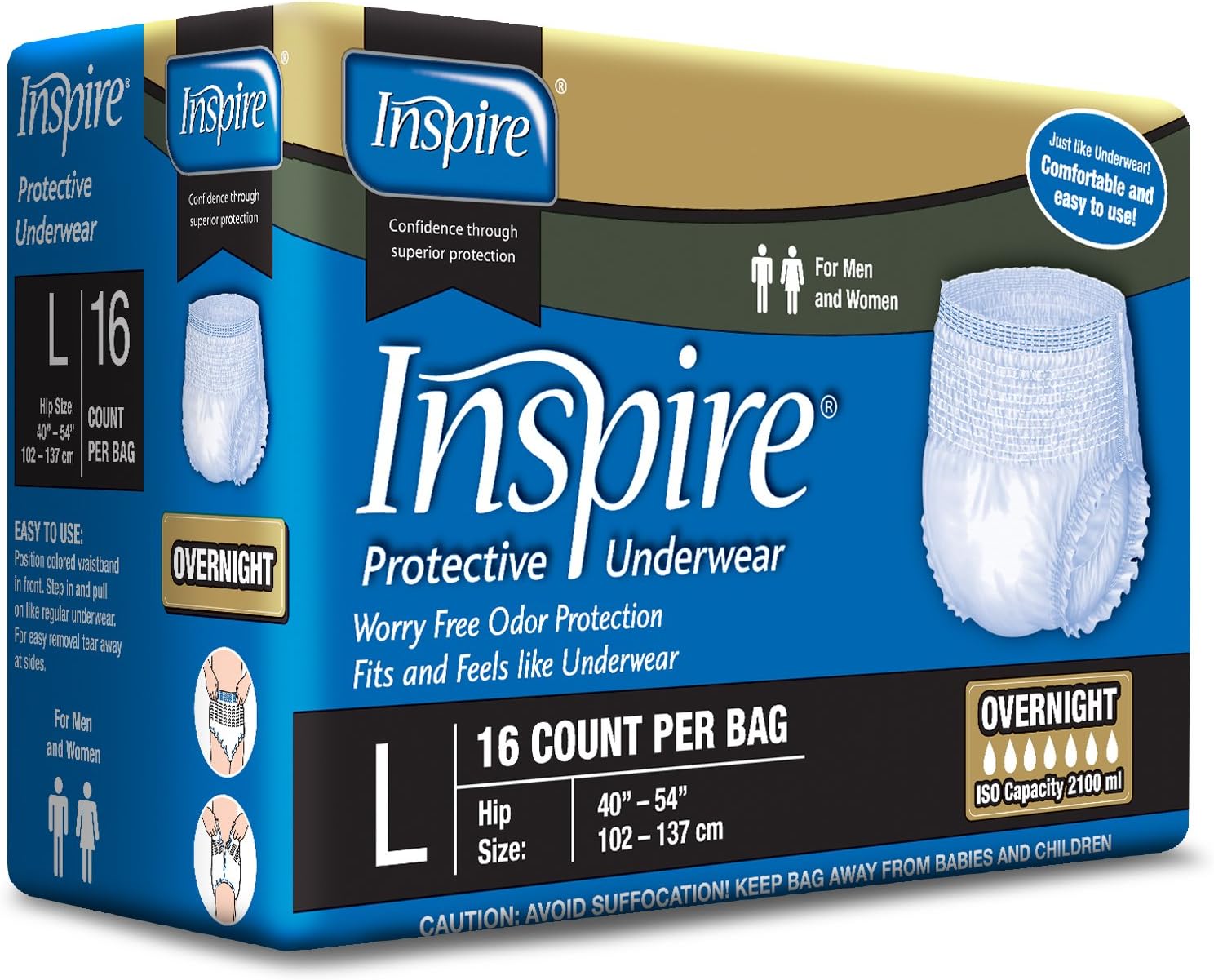 Amazon.com: Inspire Overnight Adult Diaper Incontinence Underwear ...