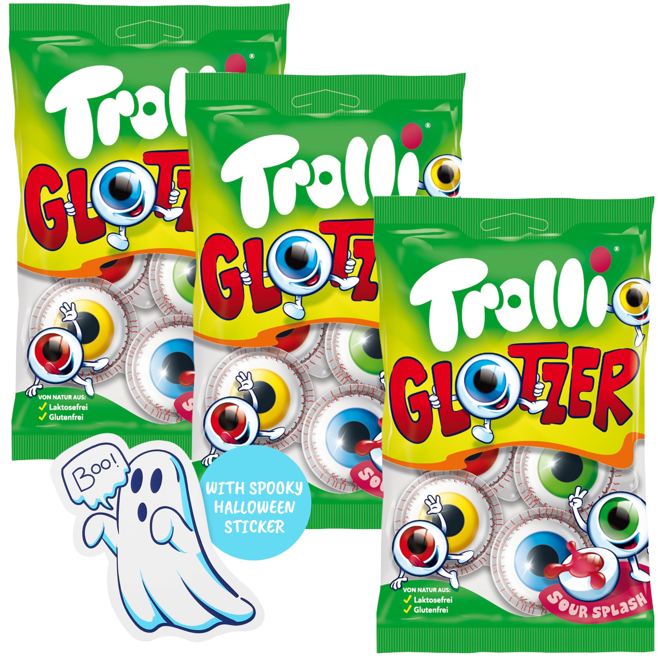 Trolli Glotzer Halloween Süßigkeiten - 3 Tüten à 75g mit je 4 Augen ...