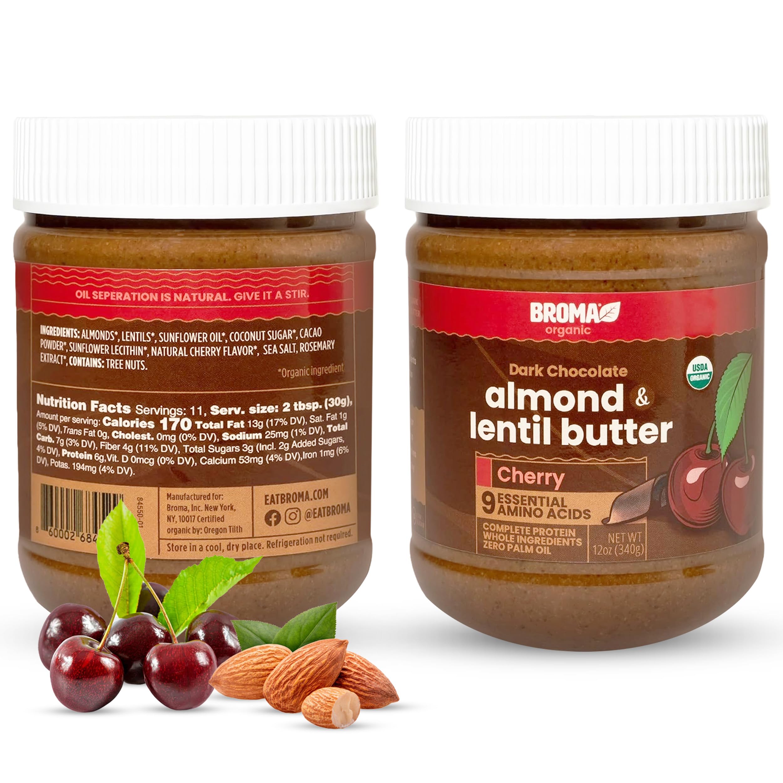 Amazon.com: Broma Dark Chocolate Almond & Lentil Butter - Certified ...