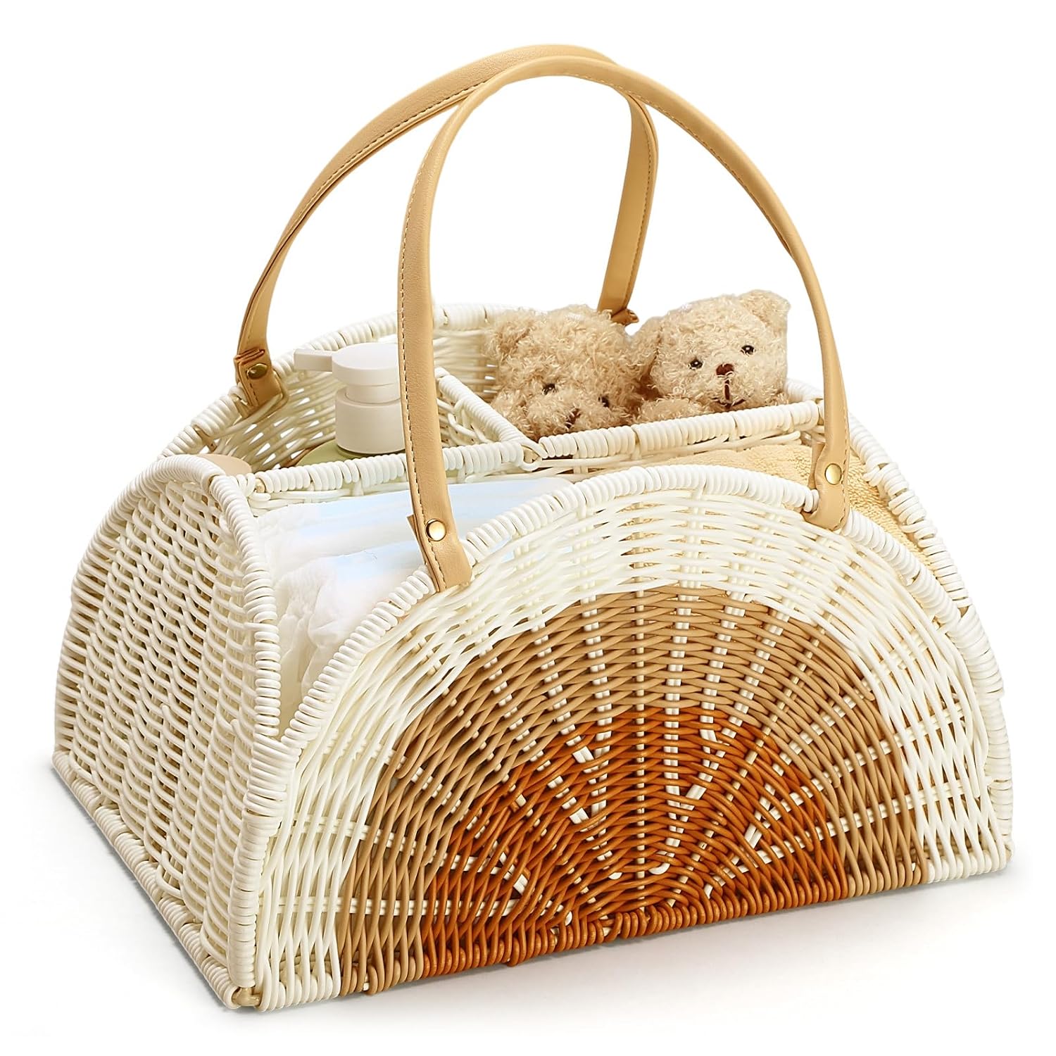 Amazon.com : Wicker Baby Diaper Caddy with Divider Nursery Storage ...