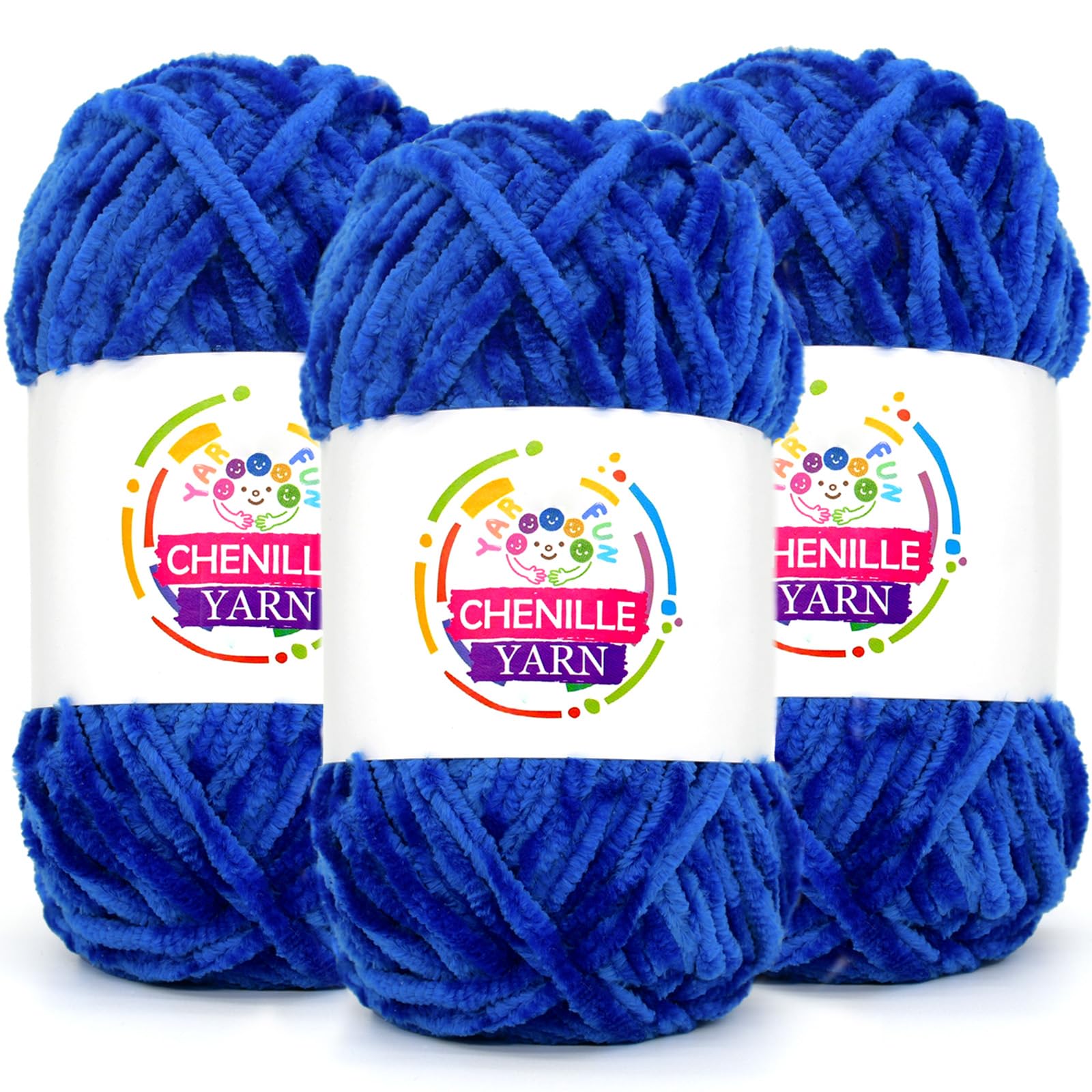 Amazon.com: 3 Pack Velvet Chenille Yarn for Crocheting,Royal Blue ...