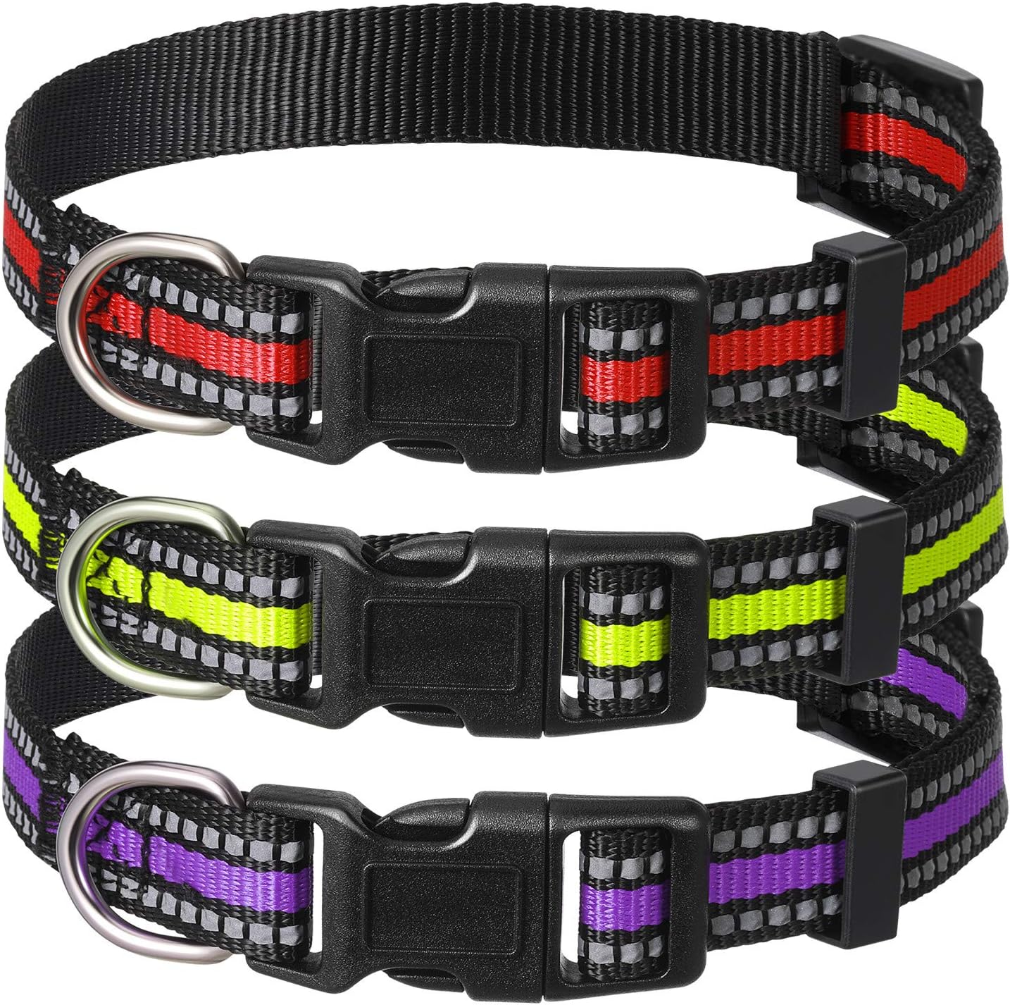 Amazon.com : 3 Pieces Dog Collar Reflective Dog Collar Nylon Dog Collar ...