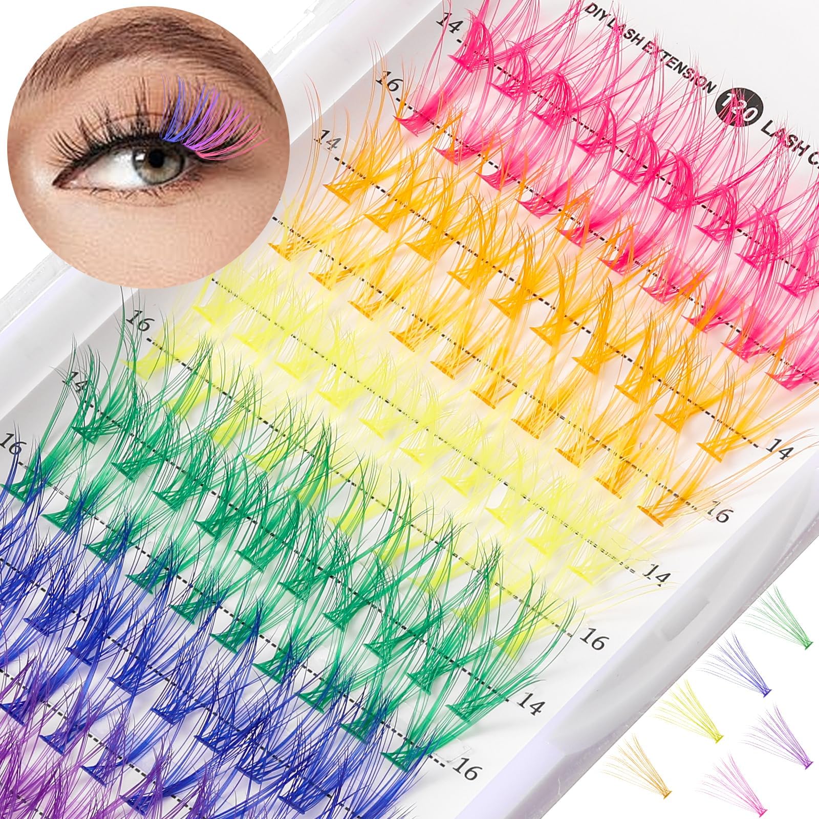 Amazon.com: Colored Lash Extensions 120Pcs Wispy Color Lash Clusters ...