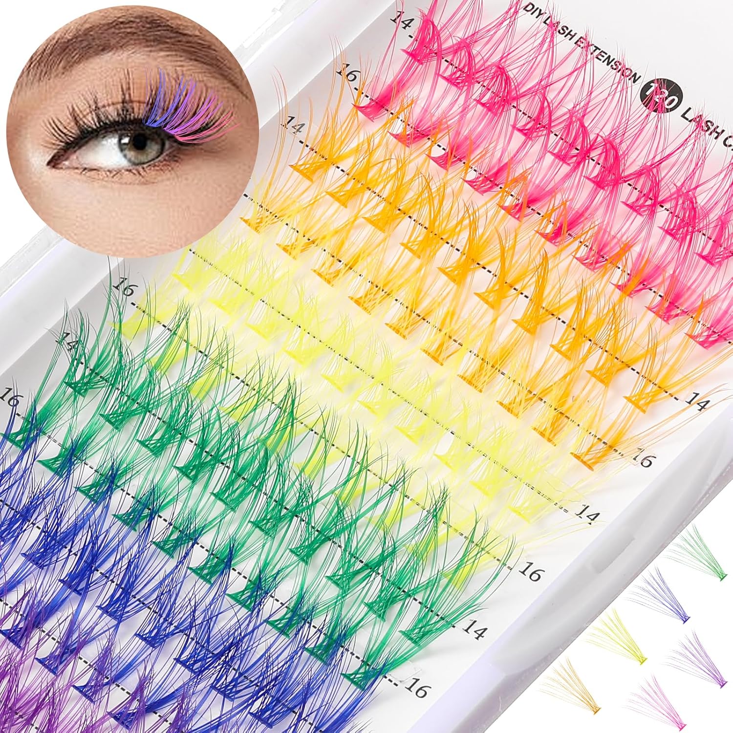 Amazon.com: Colored Lash Extensions 120Pcs Wispy Color Lash Clusters ...