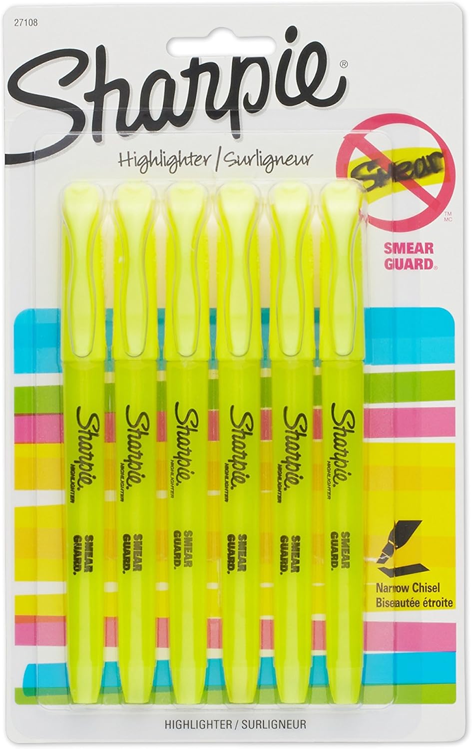 Sharpie 27108PP Accent Pocket Style Highlighter, Fluorescent Yellow, 6 ...