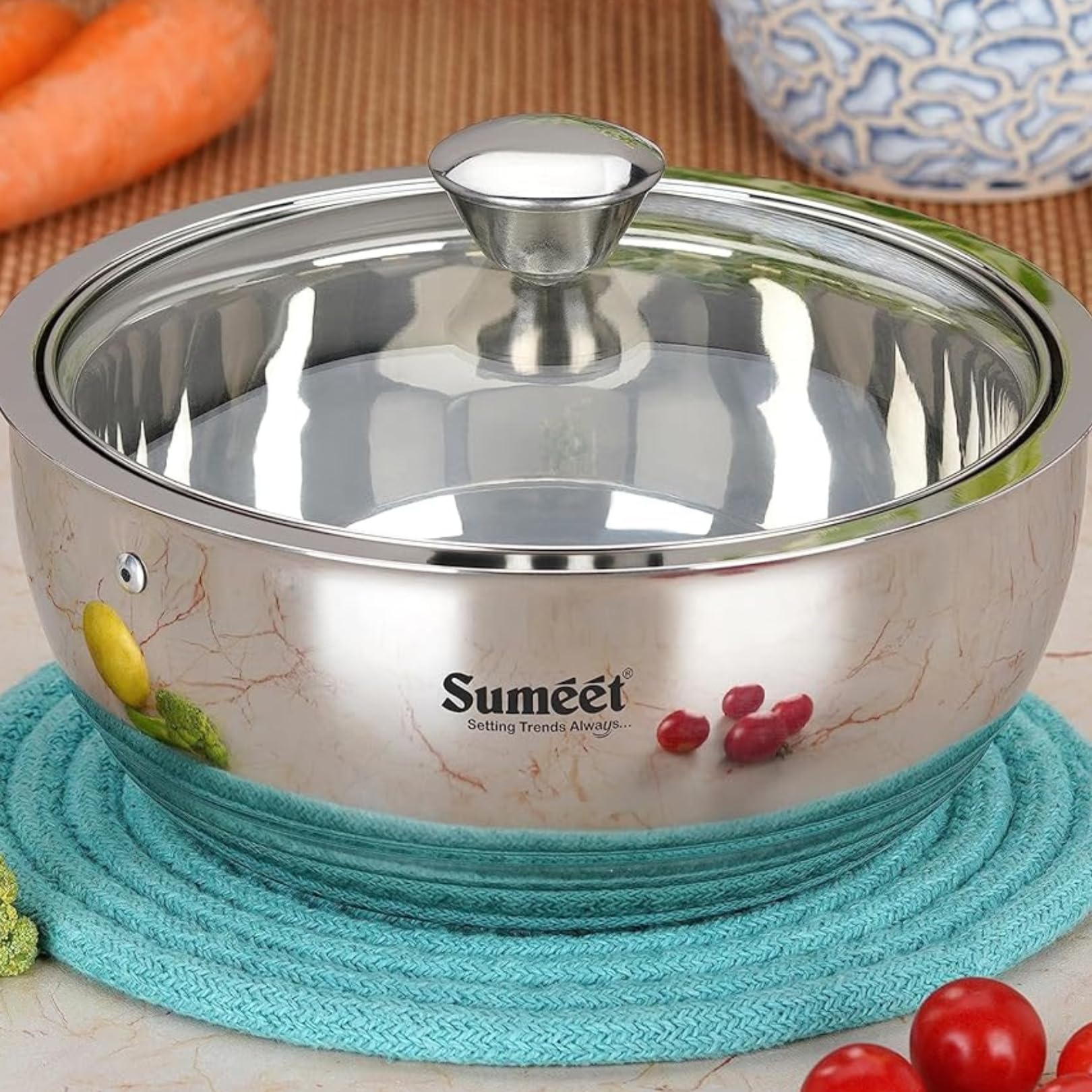 Buy Sumeet Stainless Steel Square Serving Bowl/Curry Bowl/Gravy Pot ...