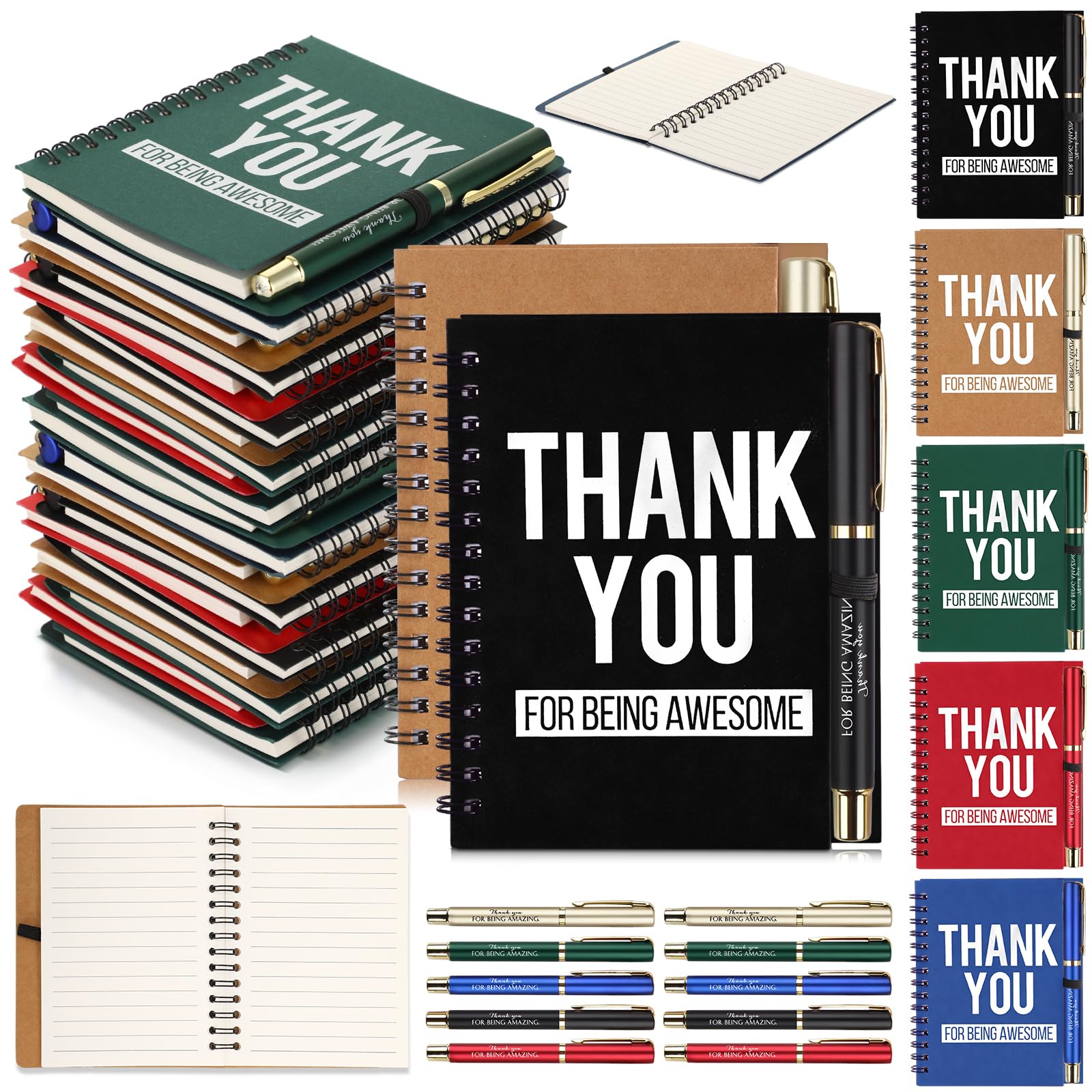 50 Sets Spiral Notebook Sets Thank You Gift Bulk 4 x 6 Inch ...