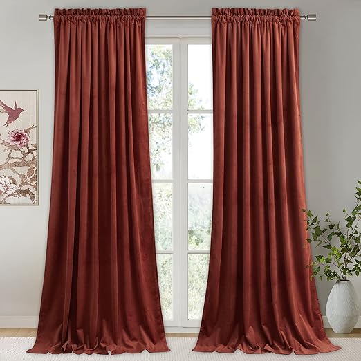 Amazon.com: StangH Rust Curtains 90 inches - Luxury Velvet Holiday Home ...